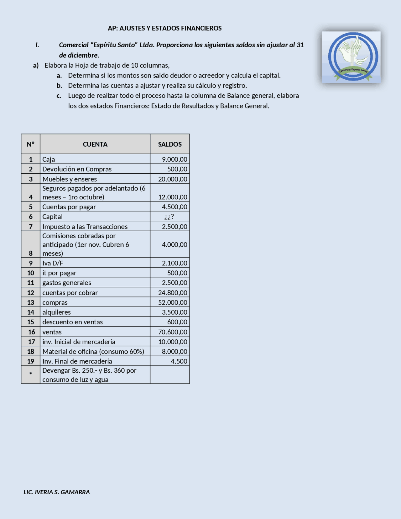 contabilidad tareita | Ejercicios de Contabilidad Financiera | Docsity