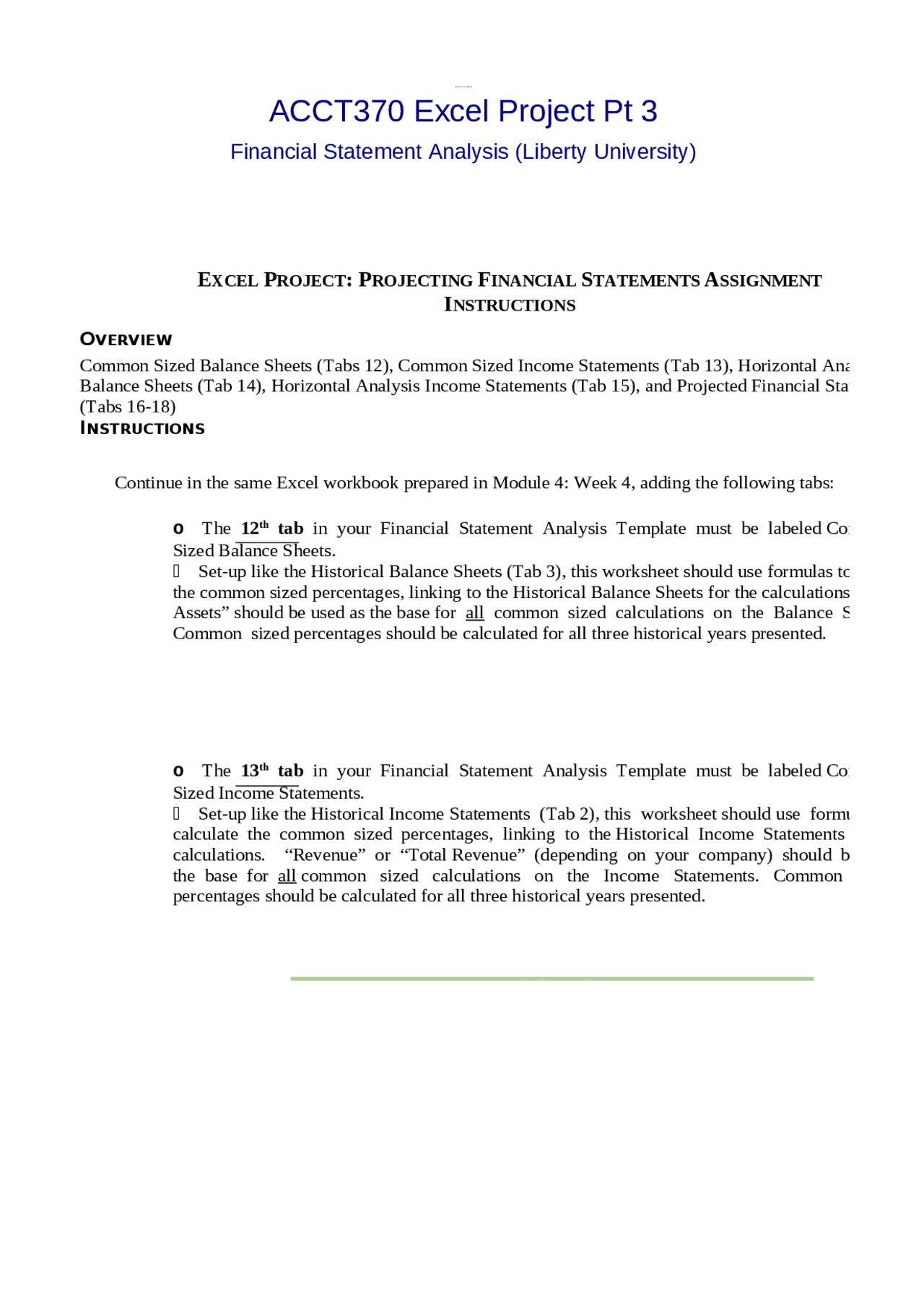 Acct 370 Excel Project Part 3 Assignments Accounting Docsity