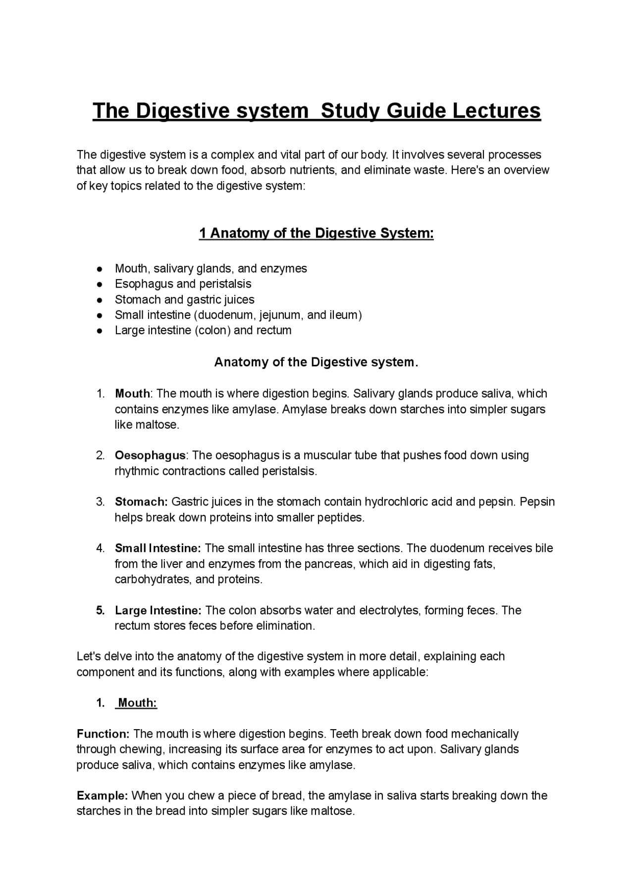 Anatomy of the Digestive system. | Lecture notes Biology | Docsity