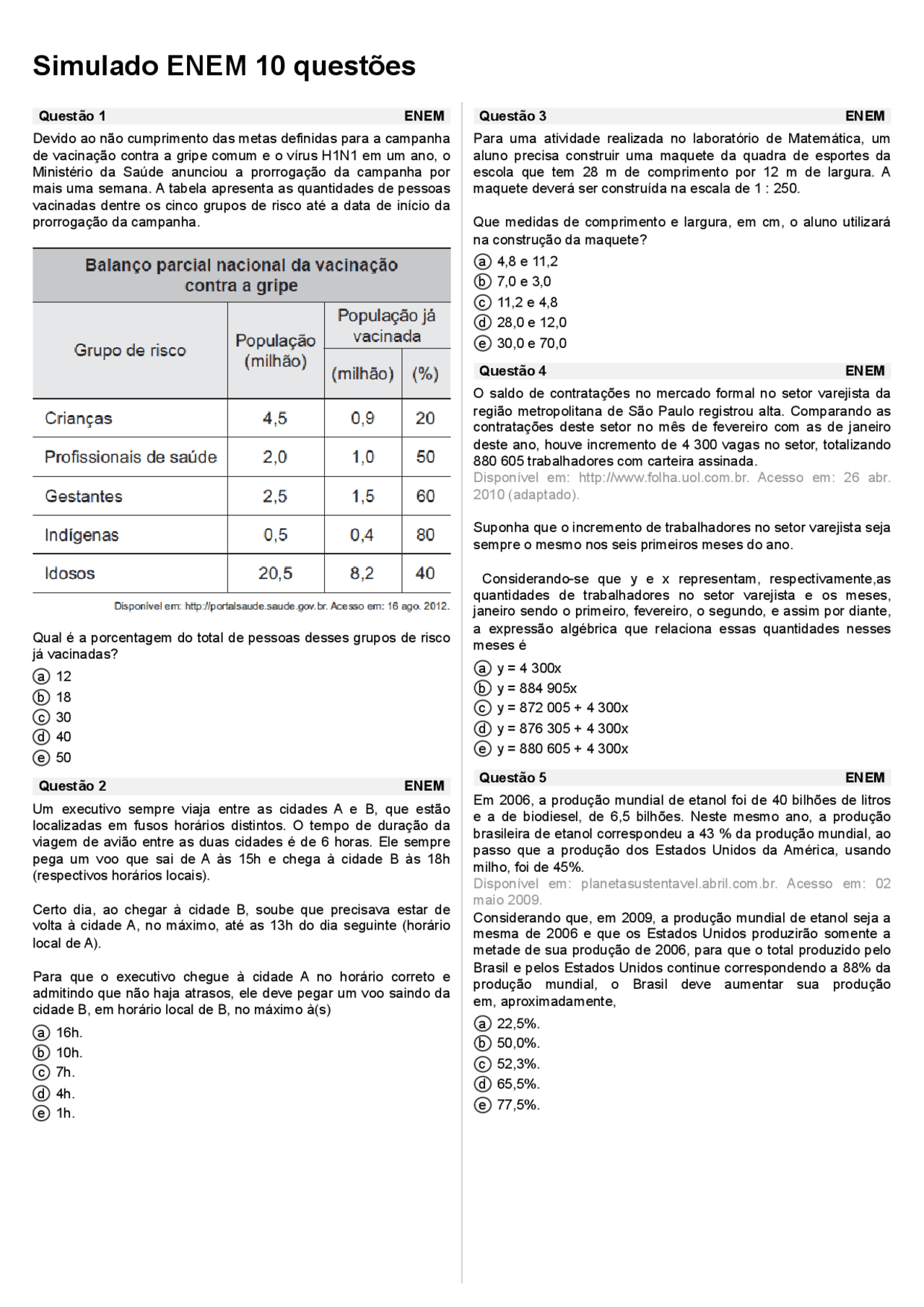 10 exercícios de matemática básica | Exercícios Matemática | Docsity