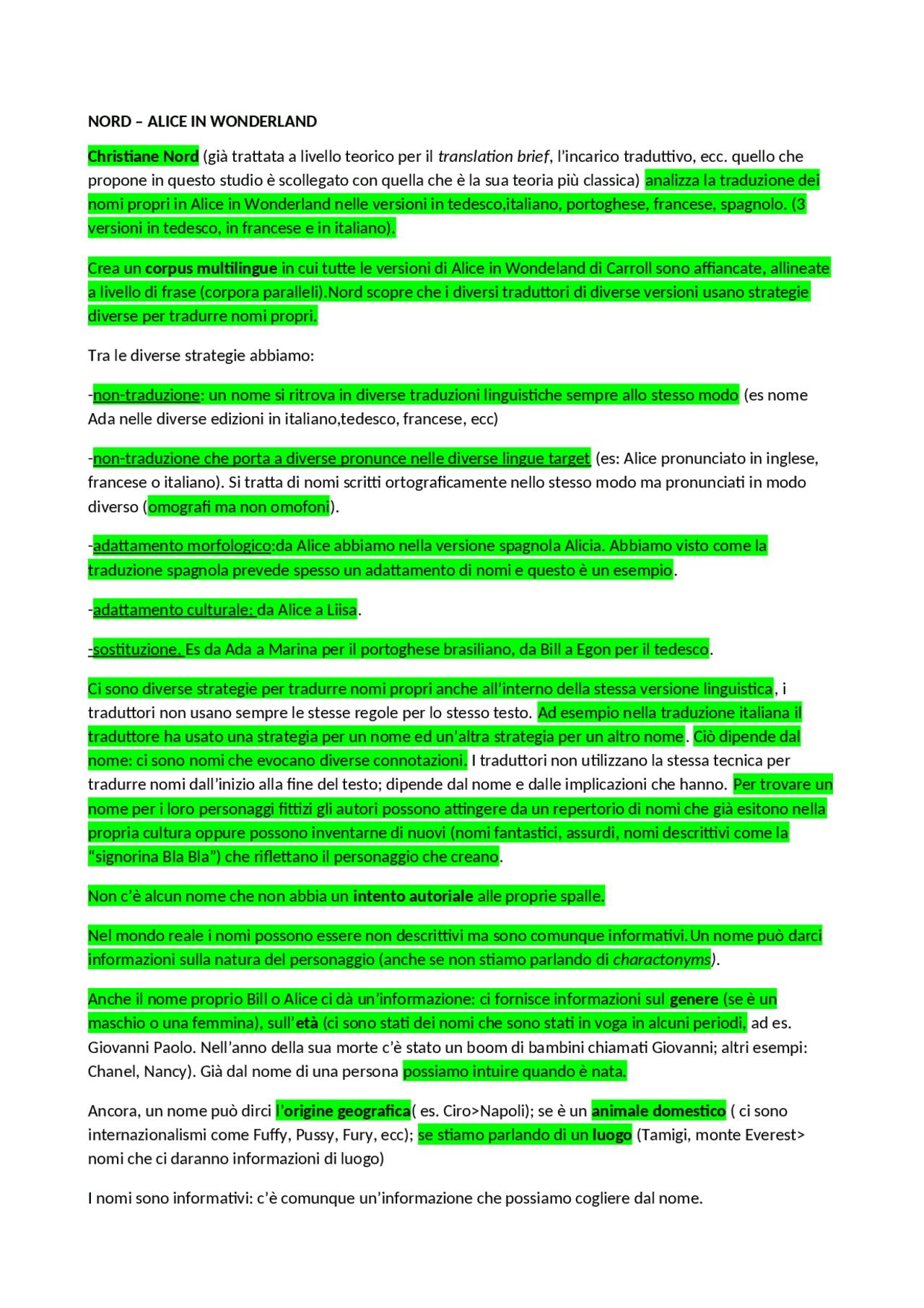 Saggio Christine Nord Traduttologia Generale | Schemi e mappe concettuali di Traduzione | Docsity