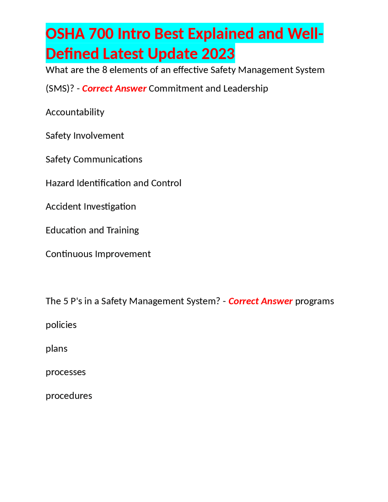 OSHA 700 Intro Best Explained and Well-Defined Latest Update 2023 ...