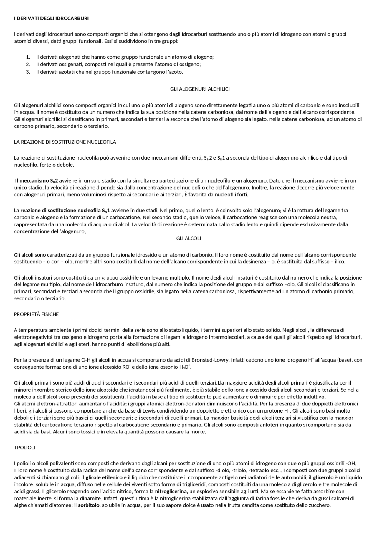 I Derivati Degli Idrocarburi Schemi E Mappe Concettuali Di Chimica
