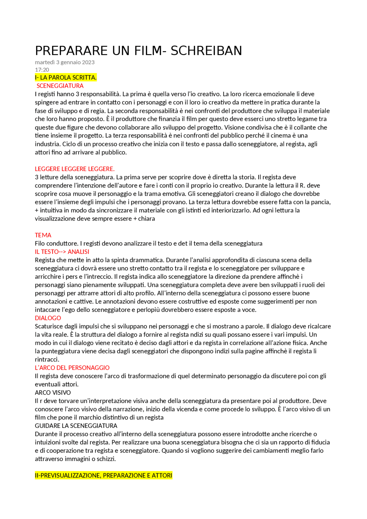 PREPARARE UN FILM- SCHREIBAN | Schemi e mappe concettuali di ...