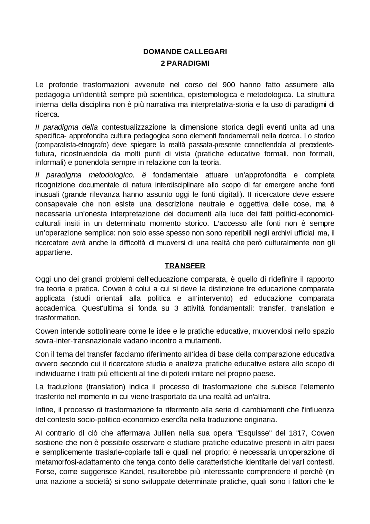 domande esame di storia comparata dell'educazione | Prove d'esame di ...