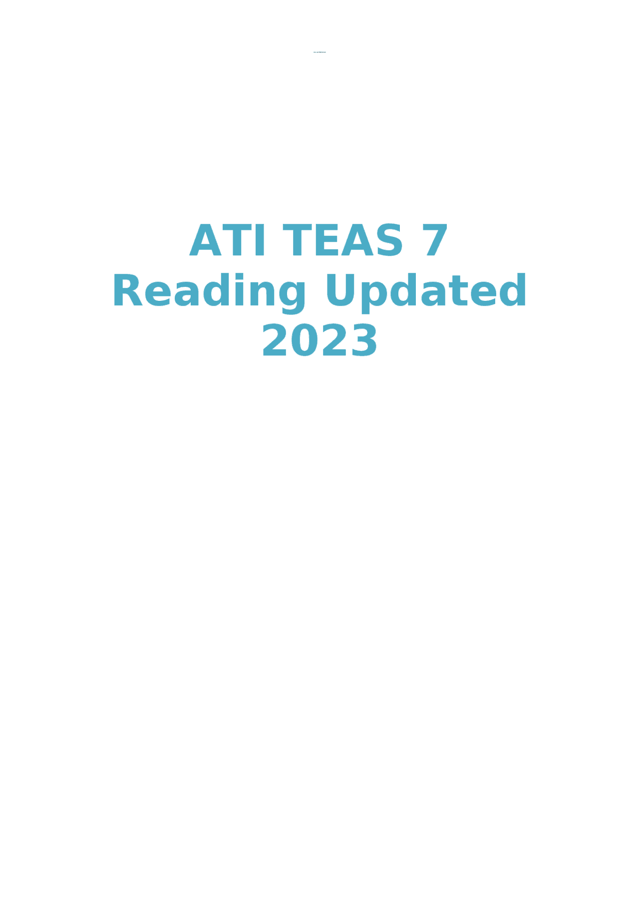 ATI TEAS 7 Reading Updated 2023 | Exams Nursing | Docsity