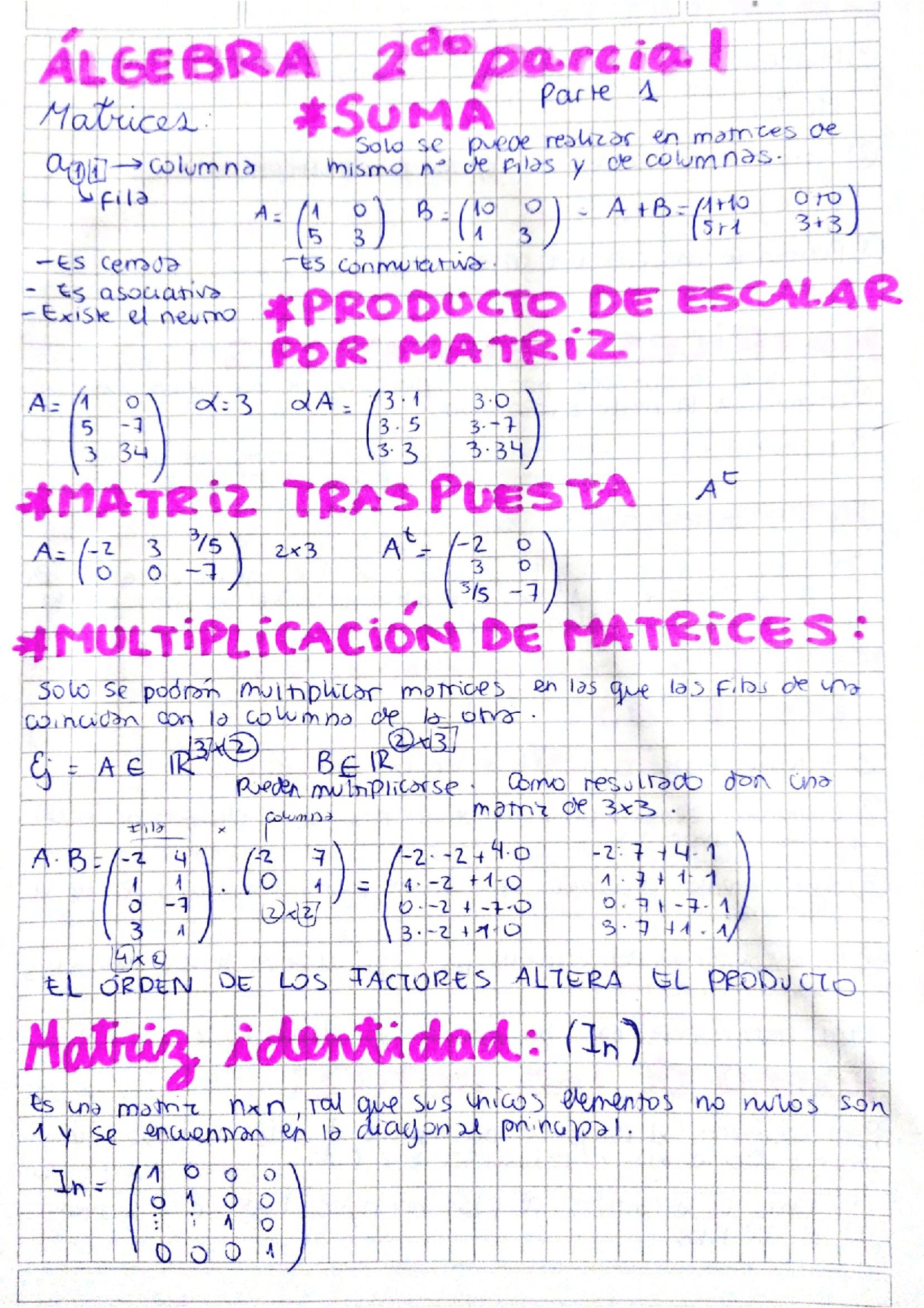 Matrices Y Números Complejos Apuntes De Álgebra Docsity