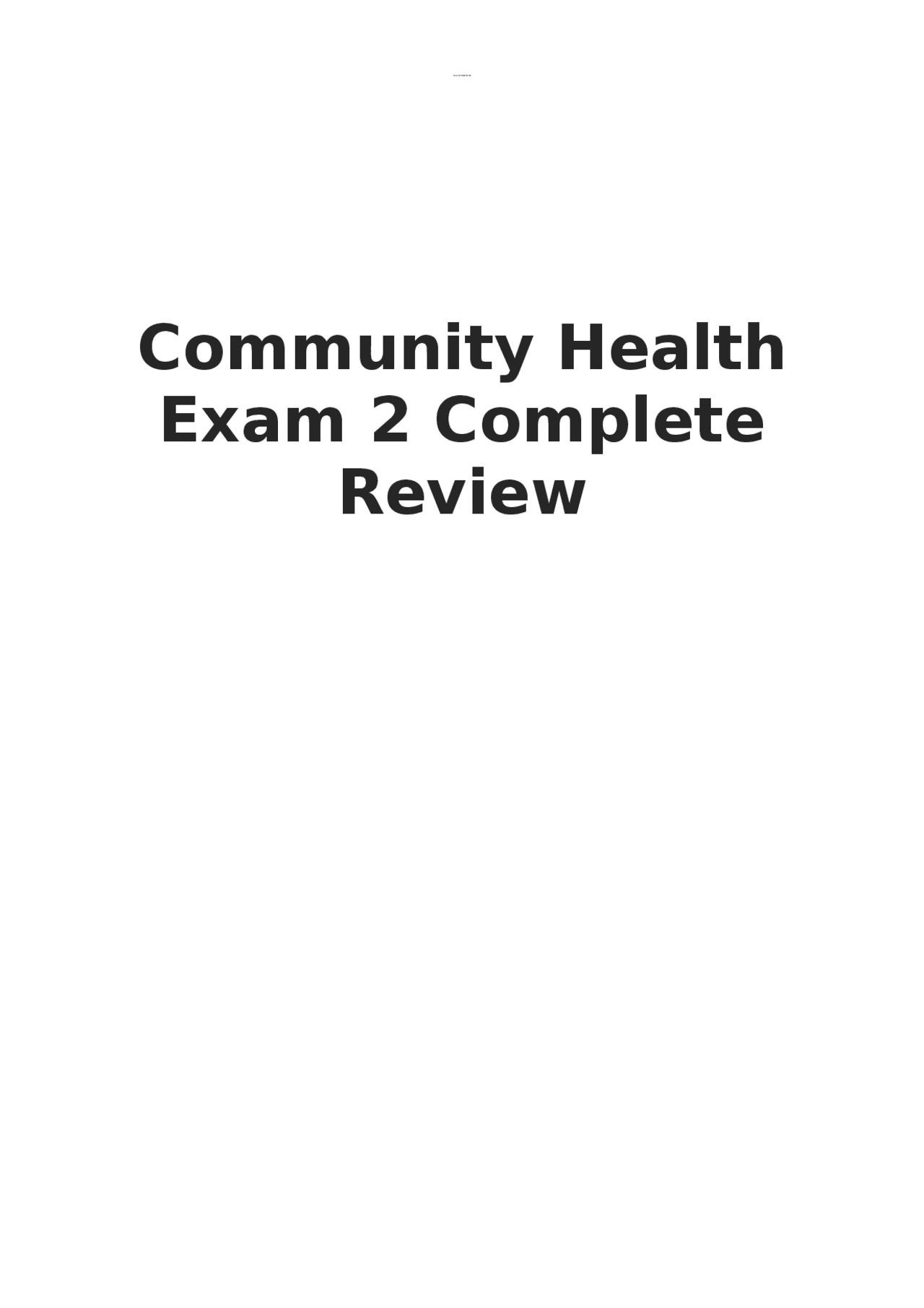 Community Health Exam 2 Complete Review | Exams Nursing | Docsity