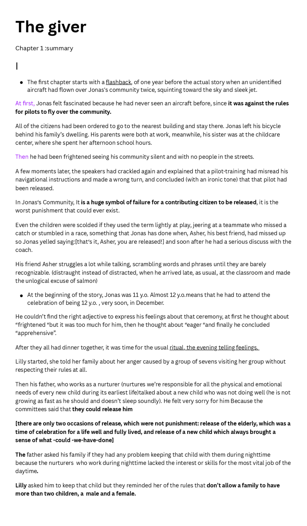 Riassunto dettagliato del primo capitolo di “the giver” | Sintesi del ...