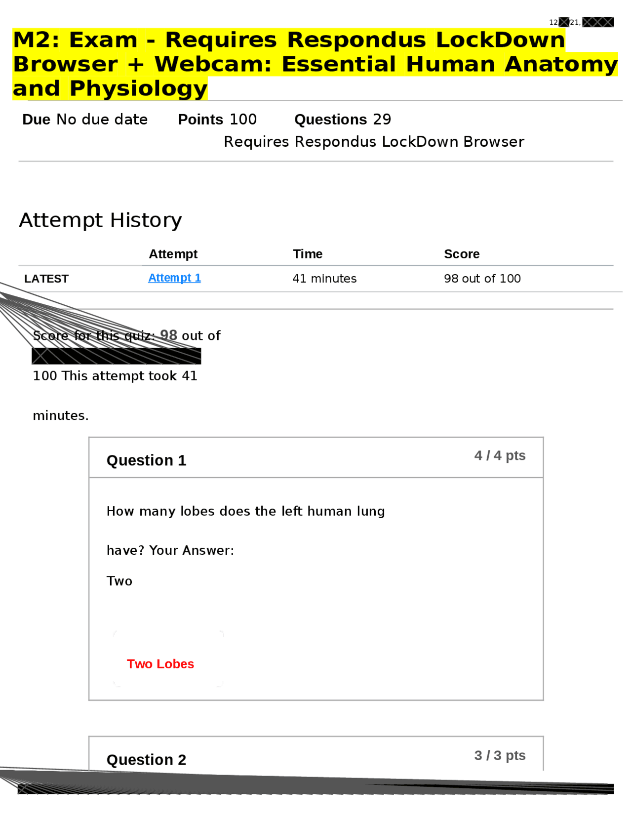 M2: Exam - Requires Respondus LockDown Browser + Webcam: Essential ...