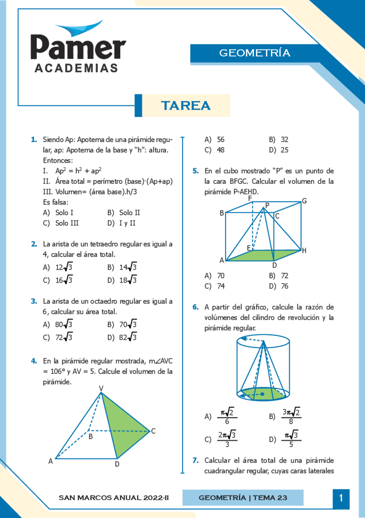 Formula Para Calcular Area Y Volumen De Una Piramide Cuadrangular
