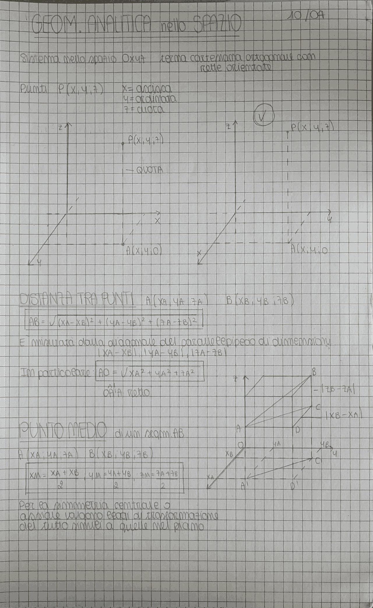 Geometria Analitica Nello Spazio Appunti Di Matematica Docsity