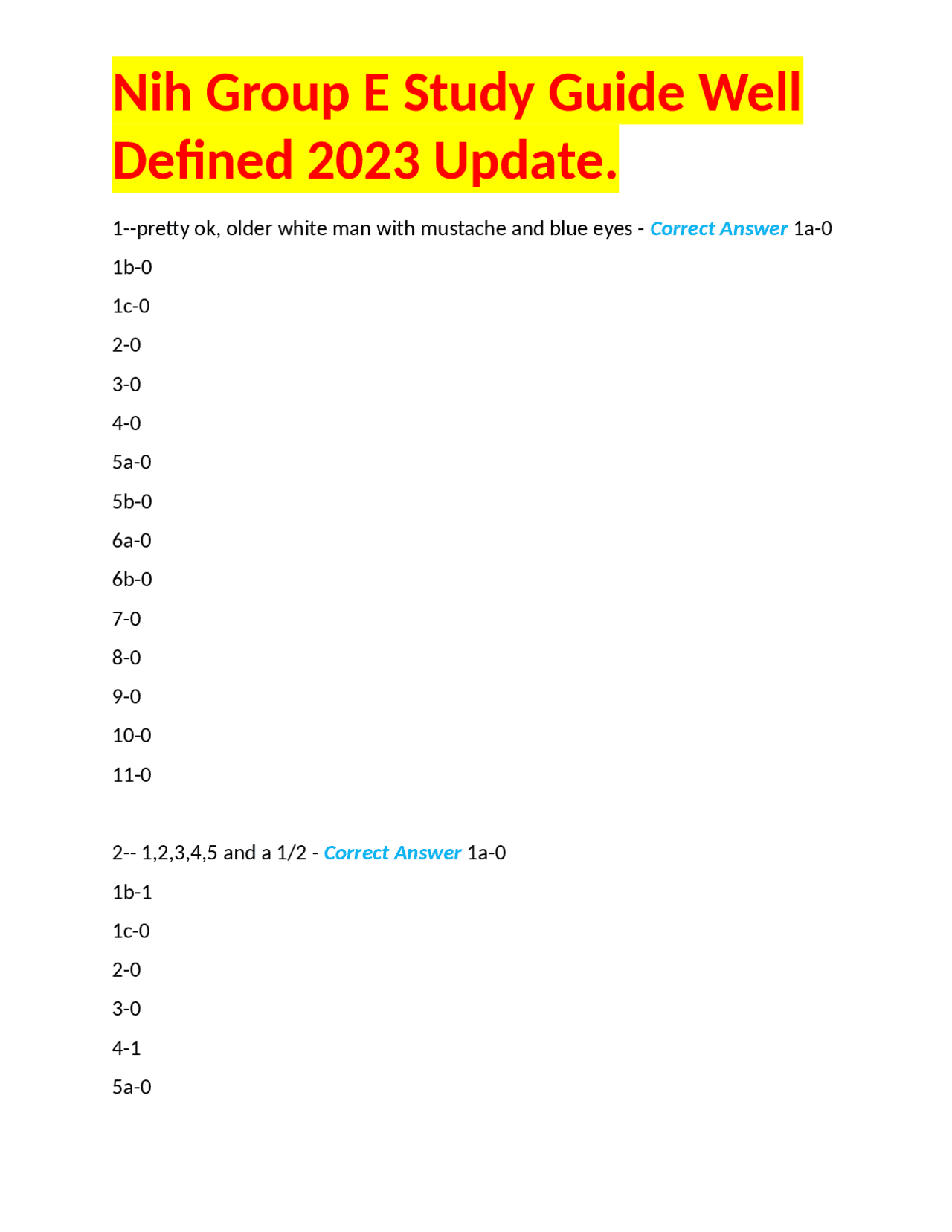Nih Group E Study Guide Well Defined 2023 Update. | Exams Nursing | Docsity