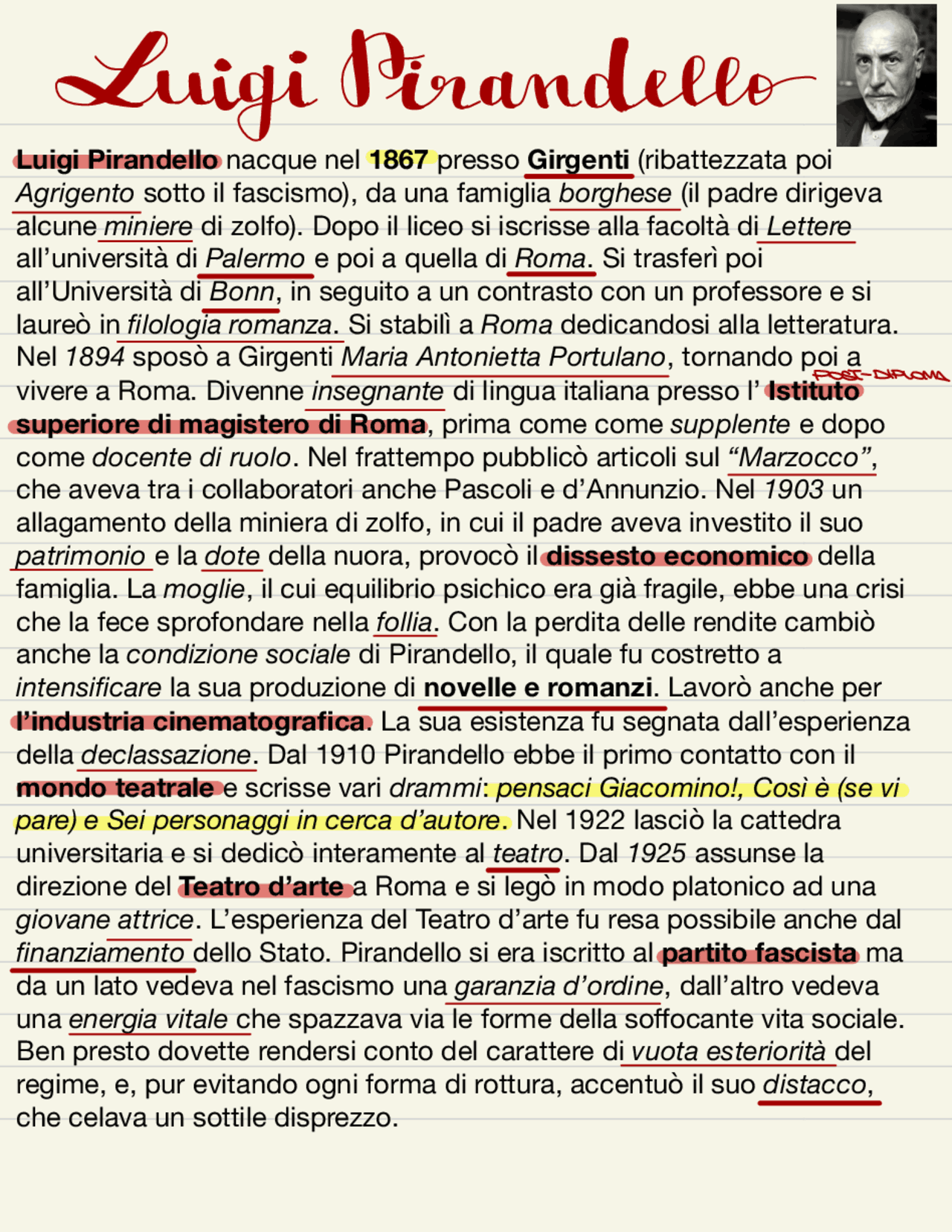 Biografia di Pirandello e Svevo, la poetica, la visione del mondo, analisi di alcune opere ...