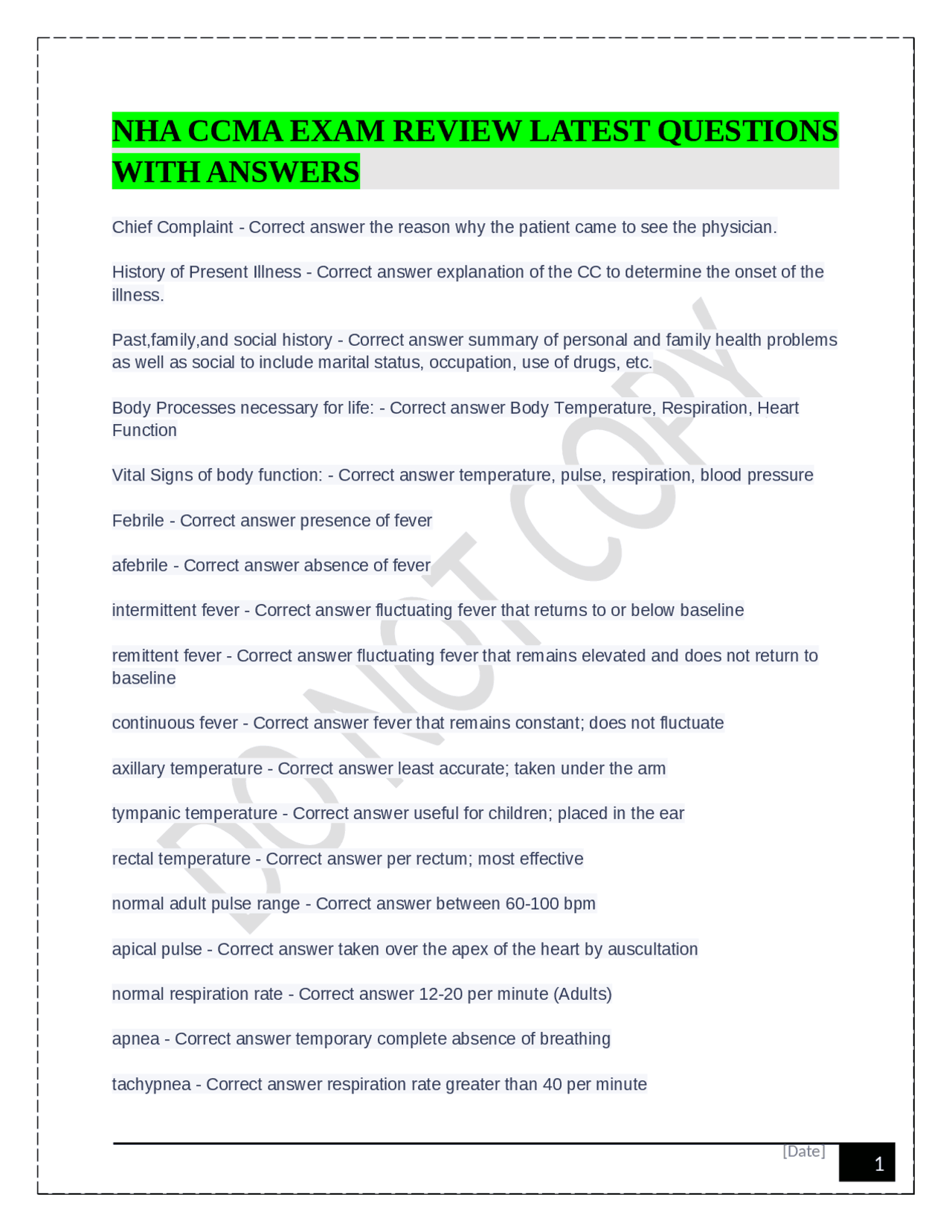 NHA CCMA EXAM REVIEW LATEST QUESTIONS WITH ANSWERS | Exams Health ...