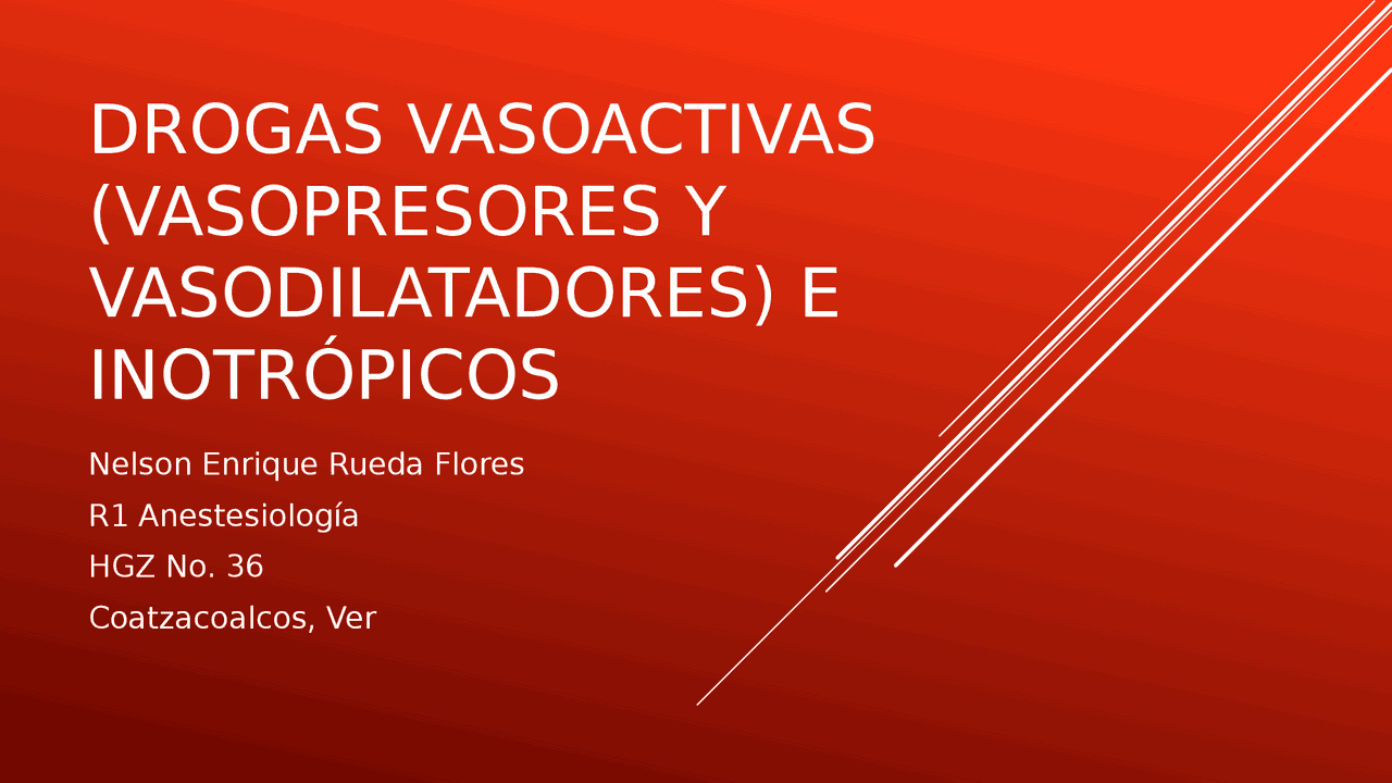 Drogas vasoactivas (Vasopresores) | Diapositivas de Anestesiología ...