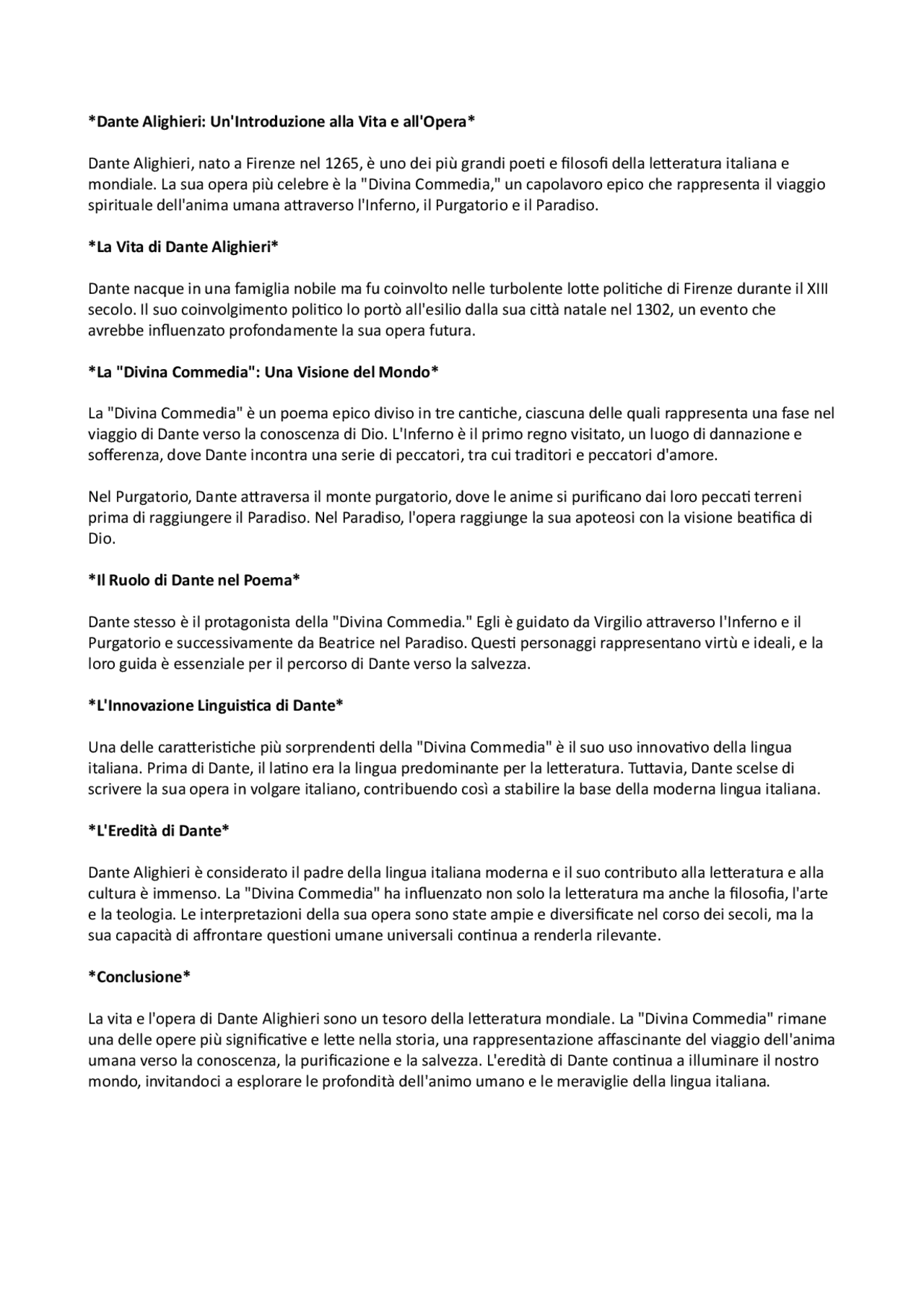 Dante Alighieri vita | Schemi e mappe concettuali di Italiano | Docsity