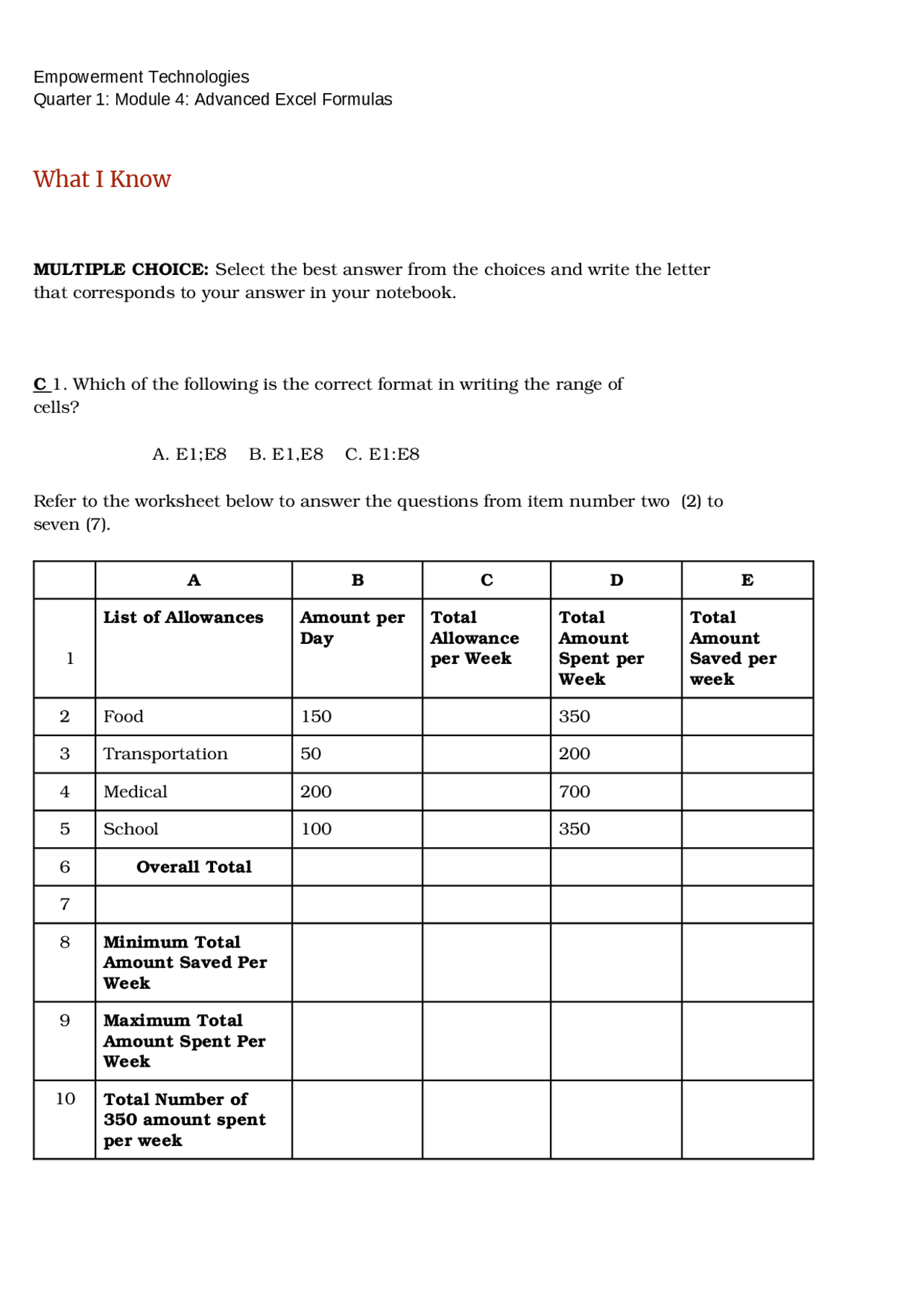 Empowerment Technology Grade 11 Exercises Information And Computer