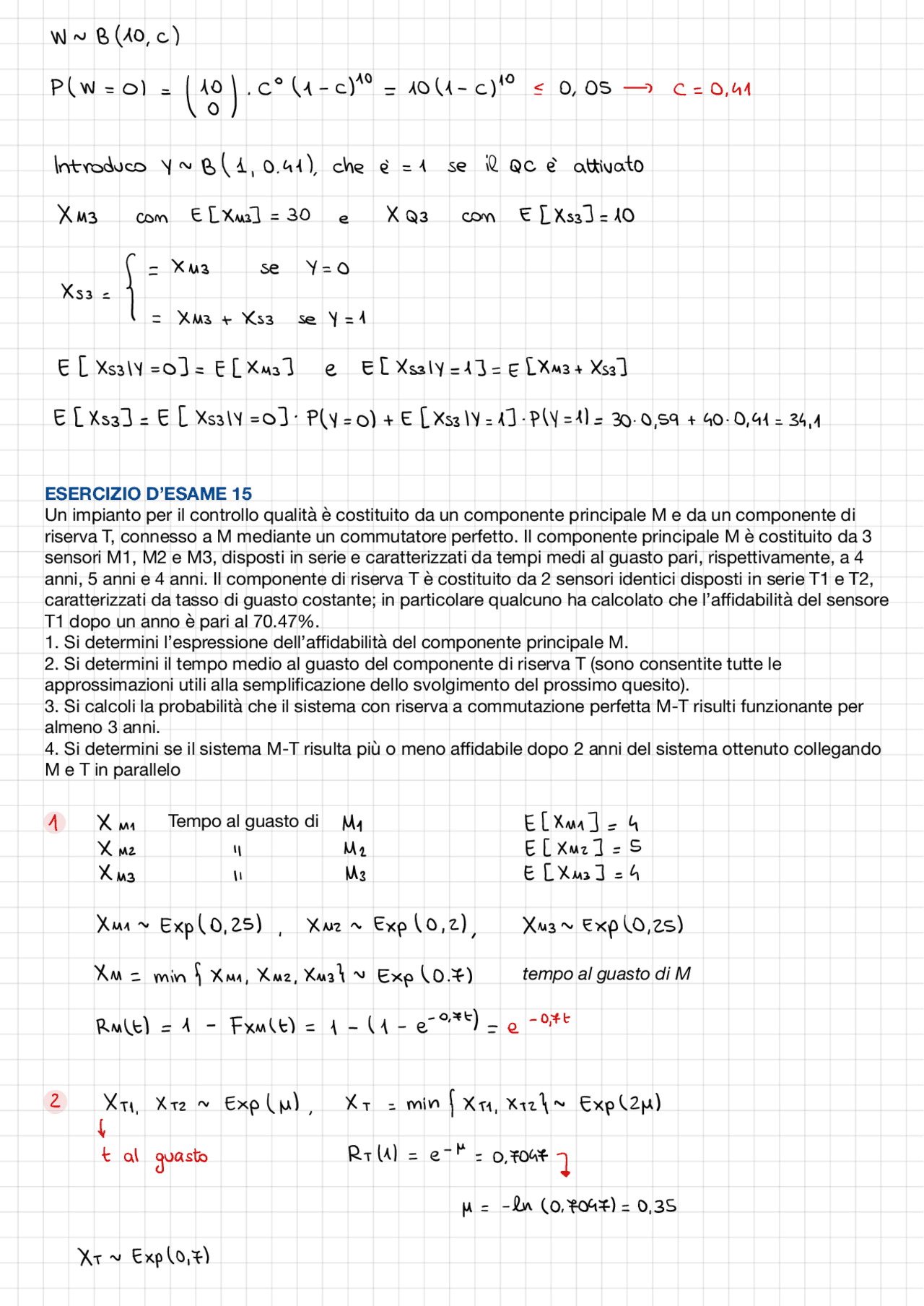Modelli Probabilistici per l'Ingegneria (parte 5) | Appunti di Probabilità e Statistica | Docsity