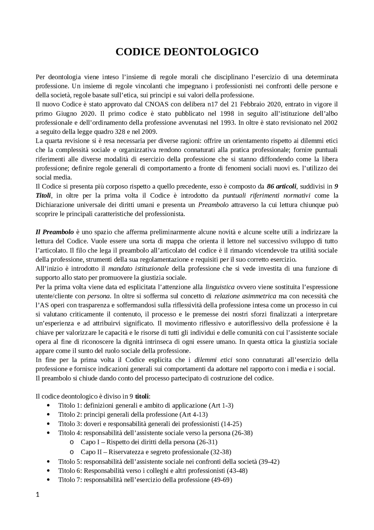 Analisi Del Nuovo Codice Deontologico Schemi E Mappe Concettuali Di