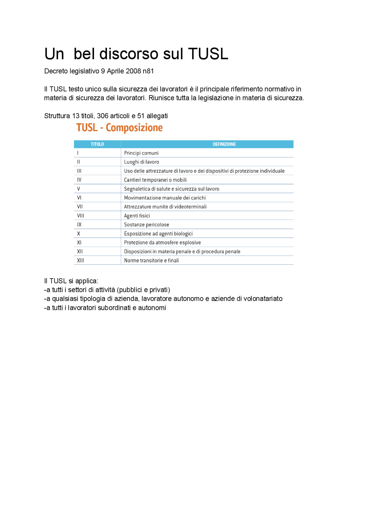 Testo Unico Sulla Sicurezza Schemi E Mappe Concettuali Di