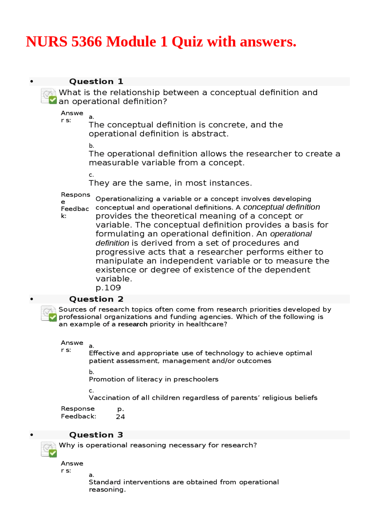 Nurs 5366 Module 1 Quiz With Answersgraded A Exams Health Sciences