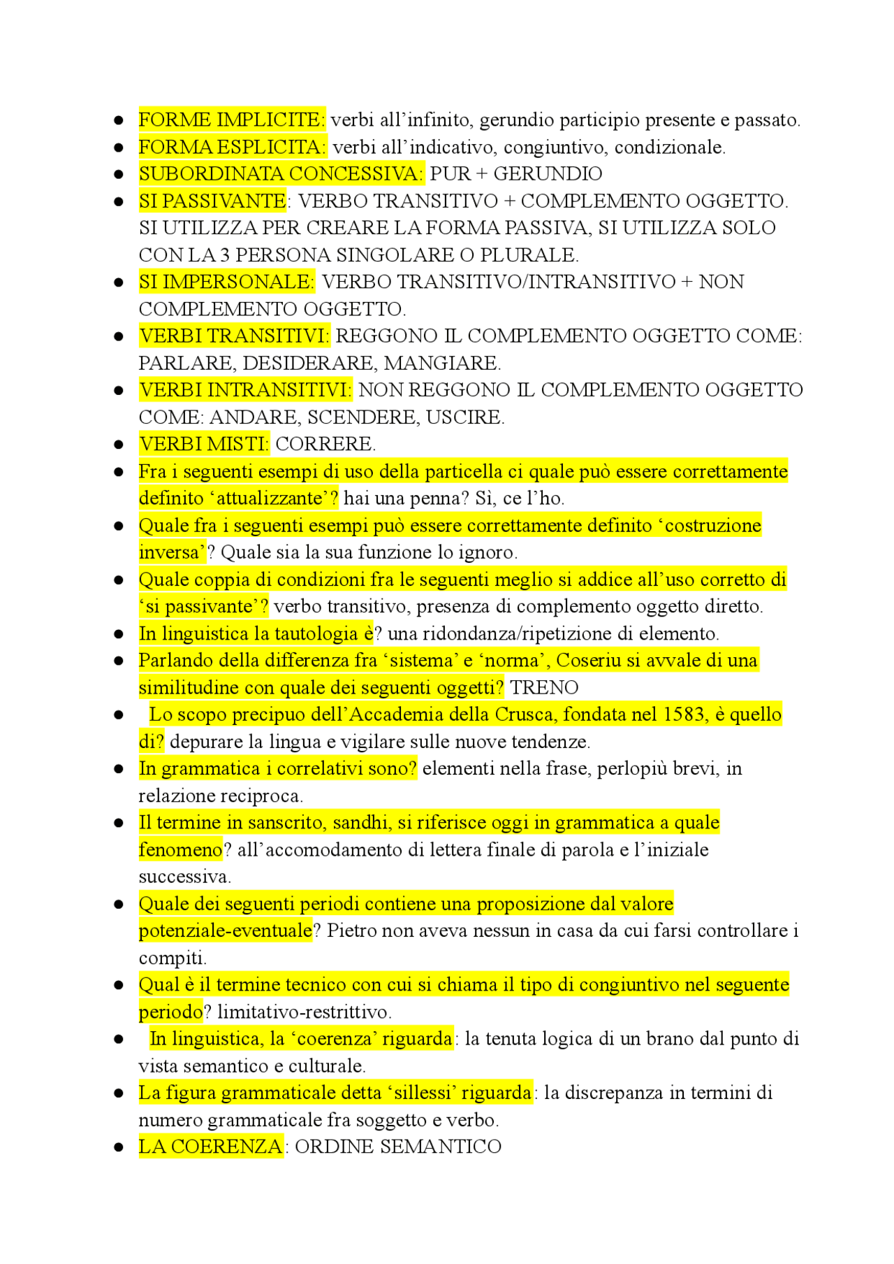 Domande Di Linguistica Prove Desame Di Linguistica Docsity