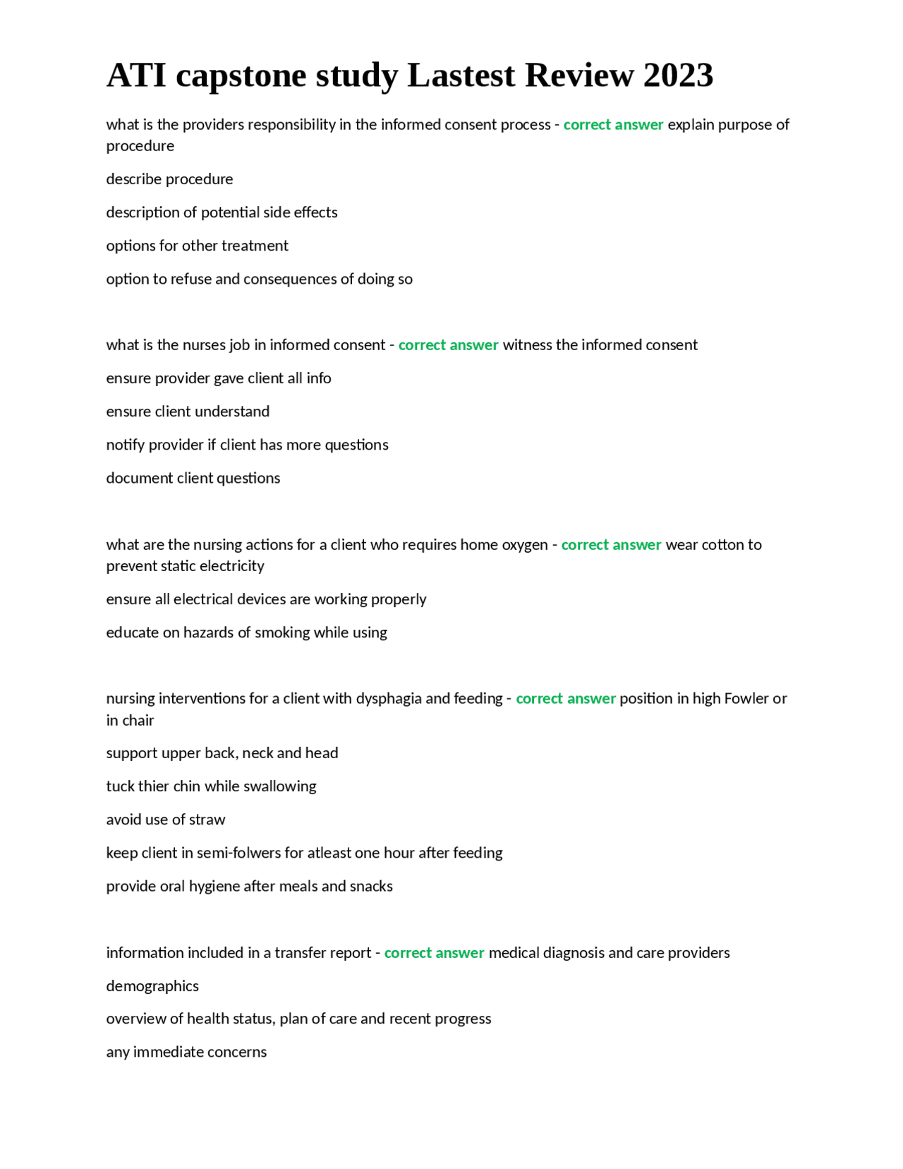 ATI capstone study Lastest Review 2023 | Exams Nursing | Docsity