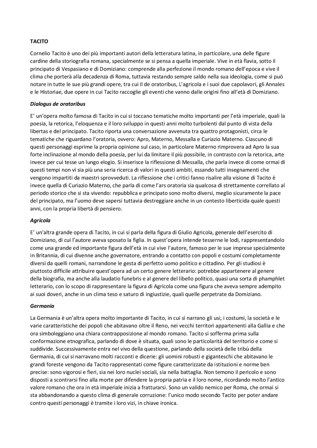Tacito : riassunto esaustivo di letteratura latina ( per maturità) [+ Marziale, Giovenale ...