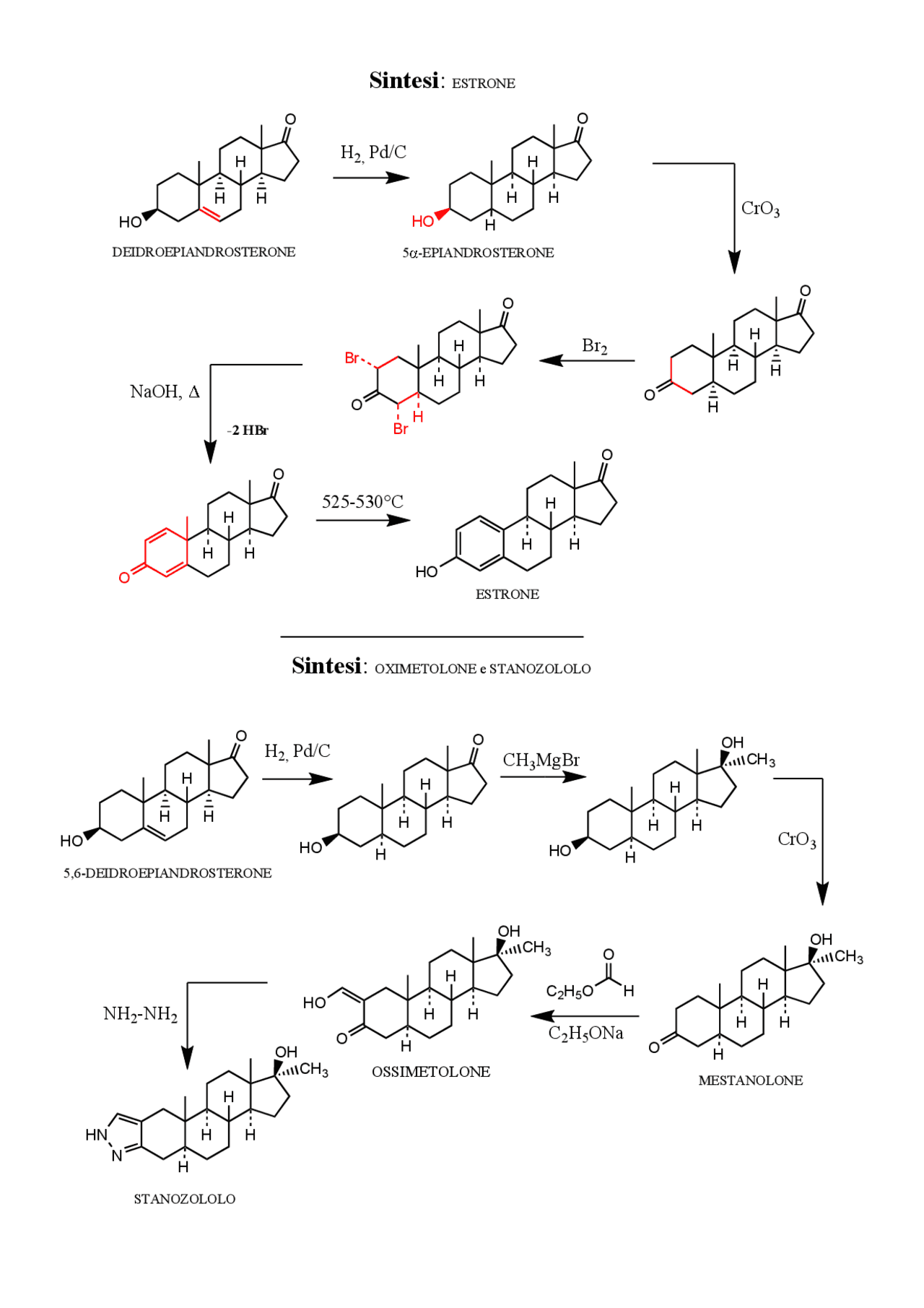Sintesi ormoni sessuali: estrone, oximetolone e stanazolo | Schemi e ...