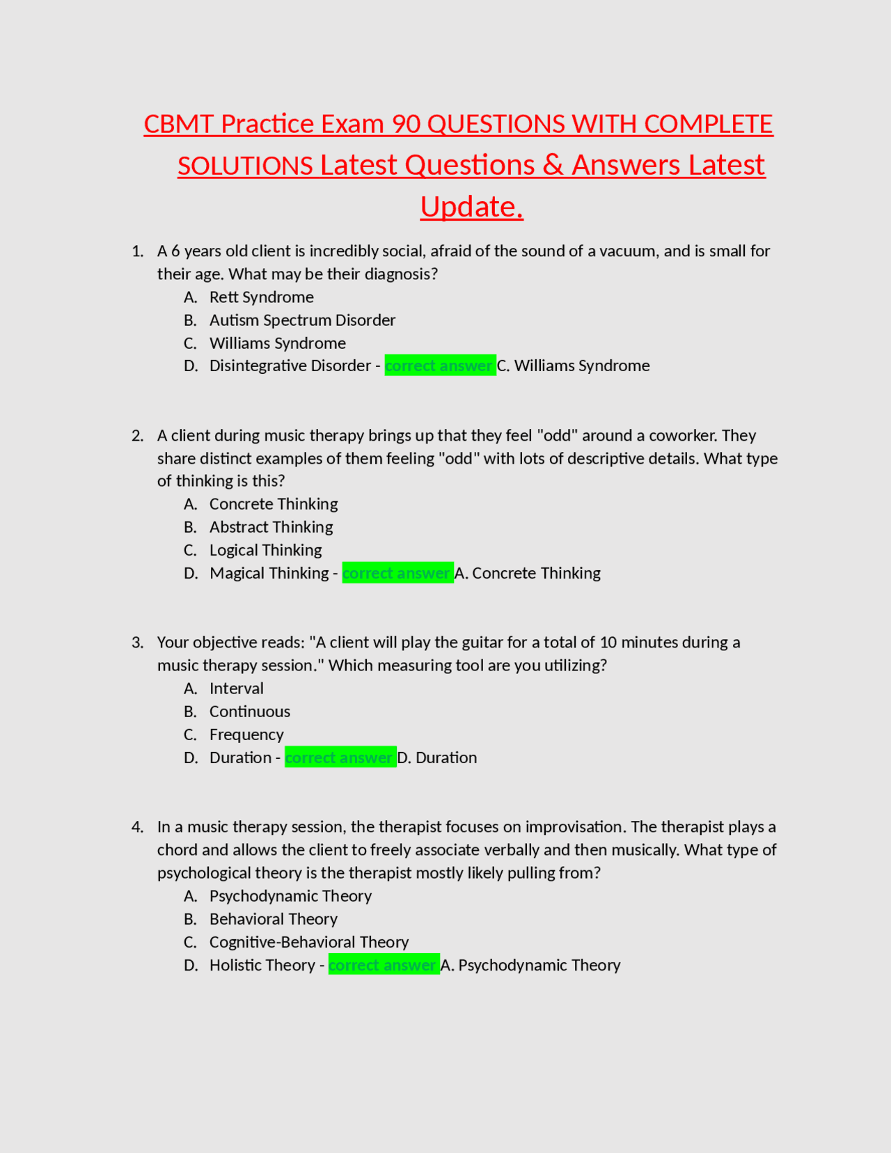 CBMT Practice Exam 90 QUESTIONS WITH COMPLETE SOLUTIONS Latest ...