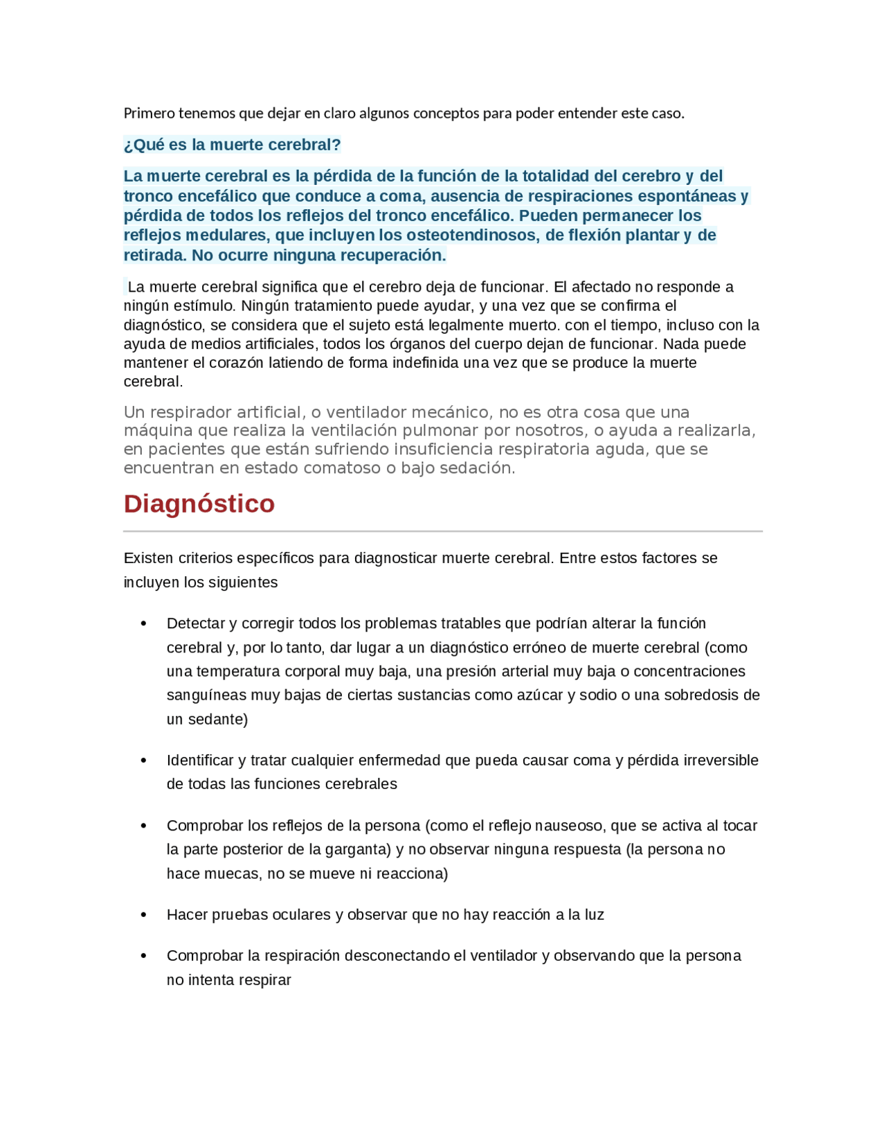 Caso Psicológico De Muerte Cerebral Ejercicios De Psicología Docsity