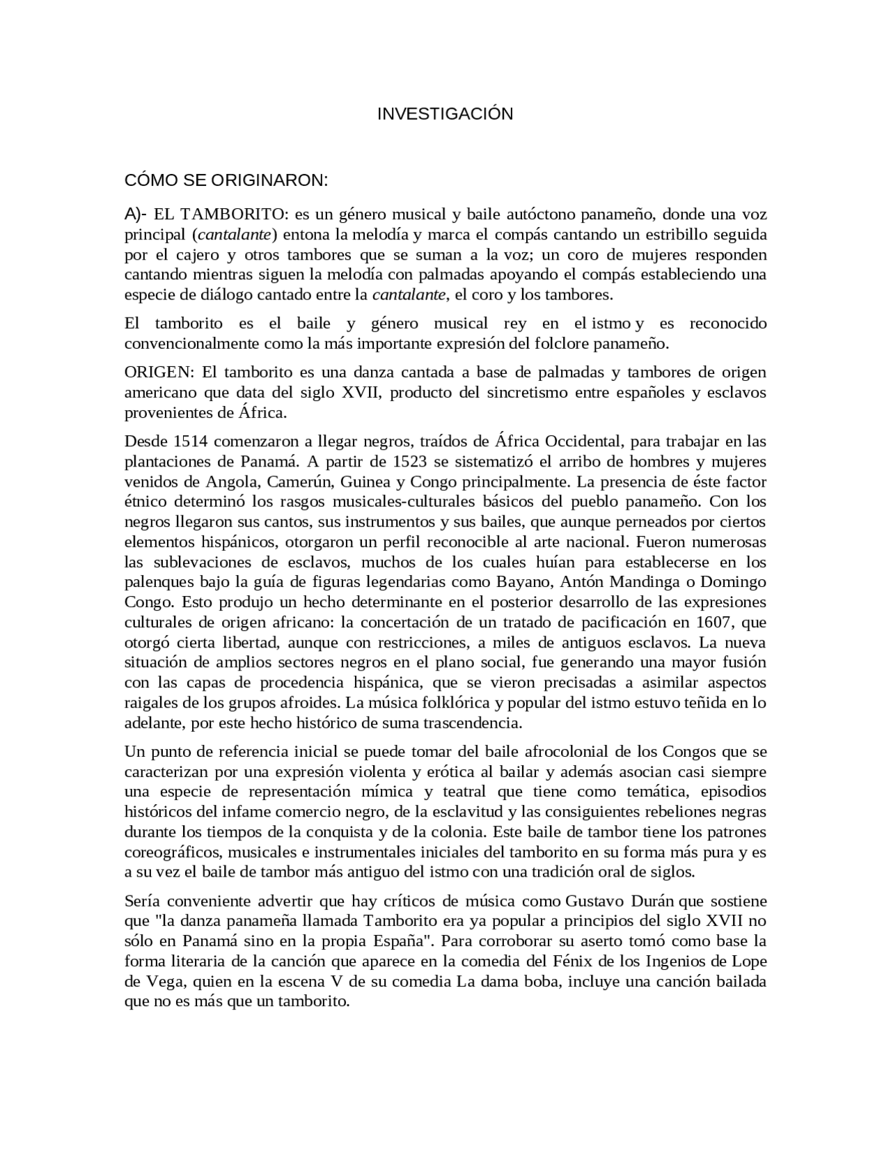 Origen del Bunde; Bullerengue, Tamborito, Cumbia, Etc | Apuntes de ...