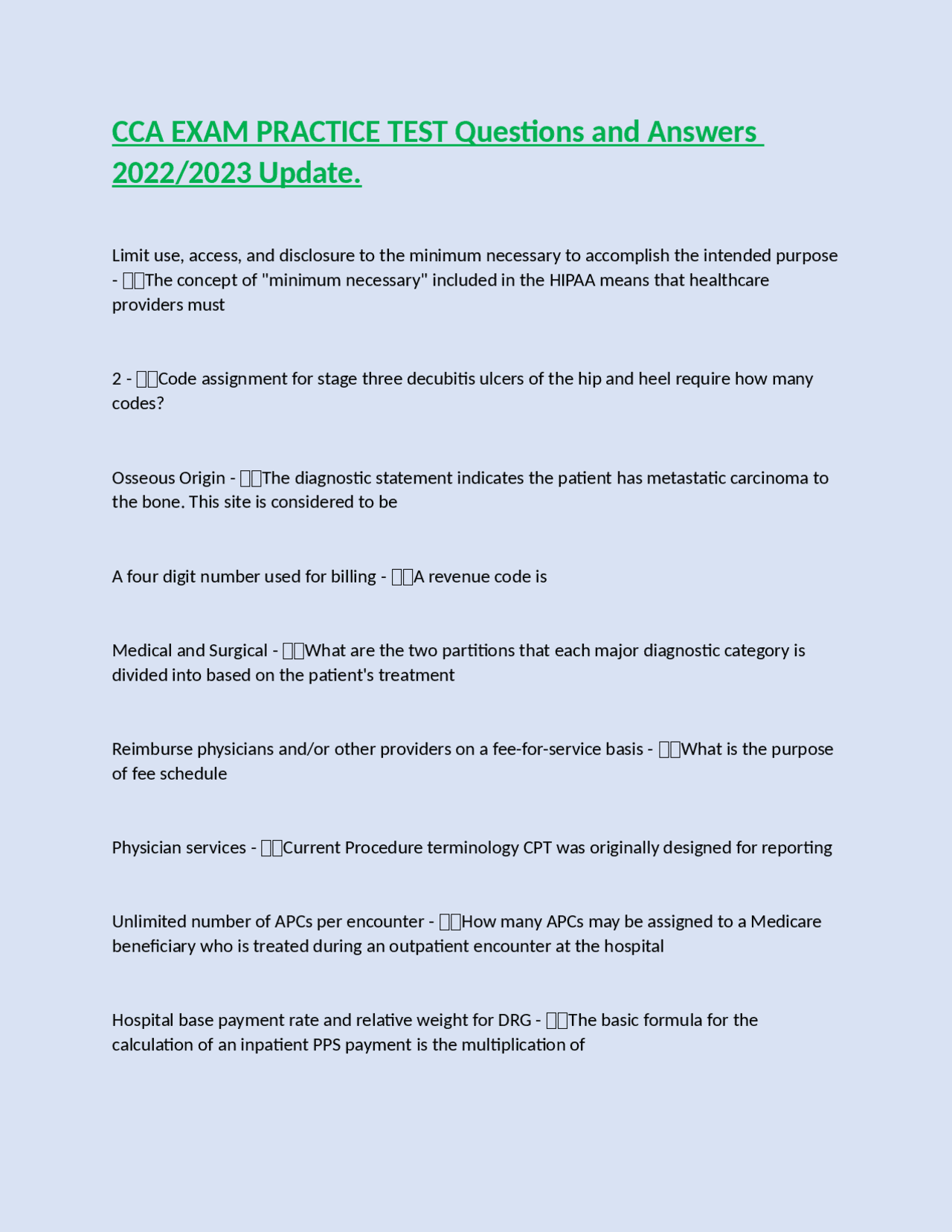 CCA Exam Preparation Domains 1, 2, 3, 4, 5, & 6 Practice Test… | Exams ...