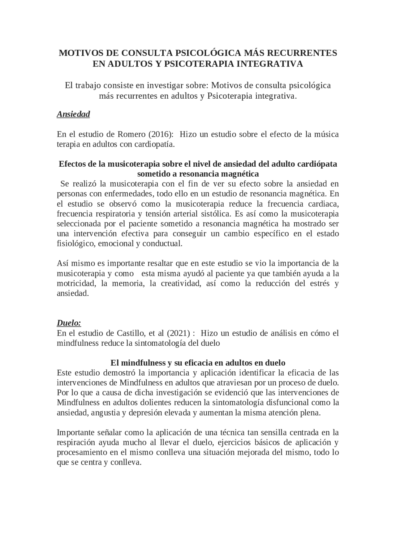 MOTIVO DE CONSULTA PSICOLÓGICA | Apuntes de Psicoterapia | Docsity