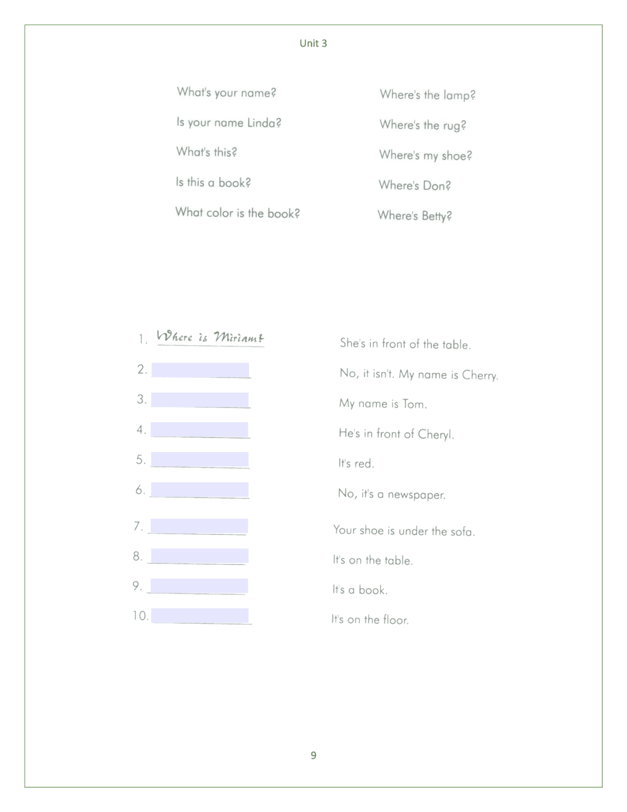 ´Workbook unit 3 exercise | Esquemas y mapas conceptuales de Inglés | Docsity