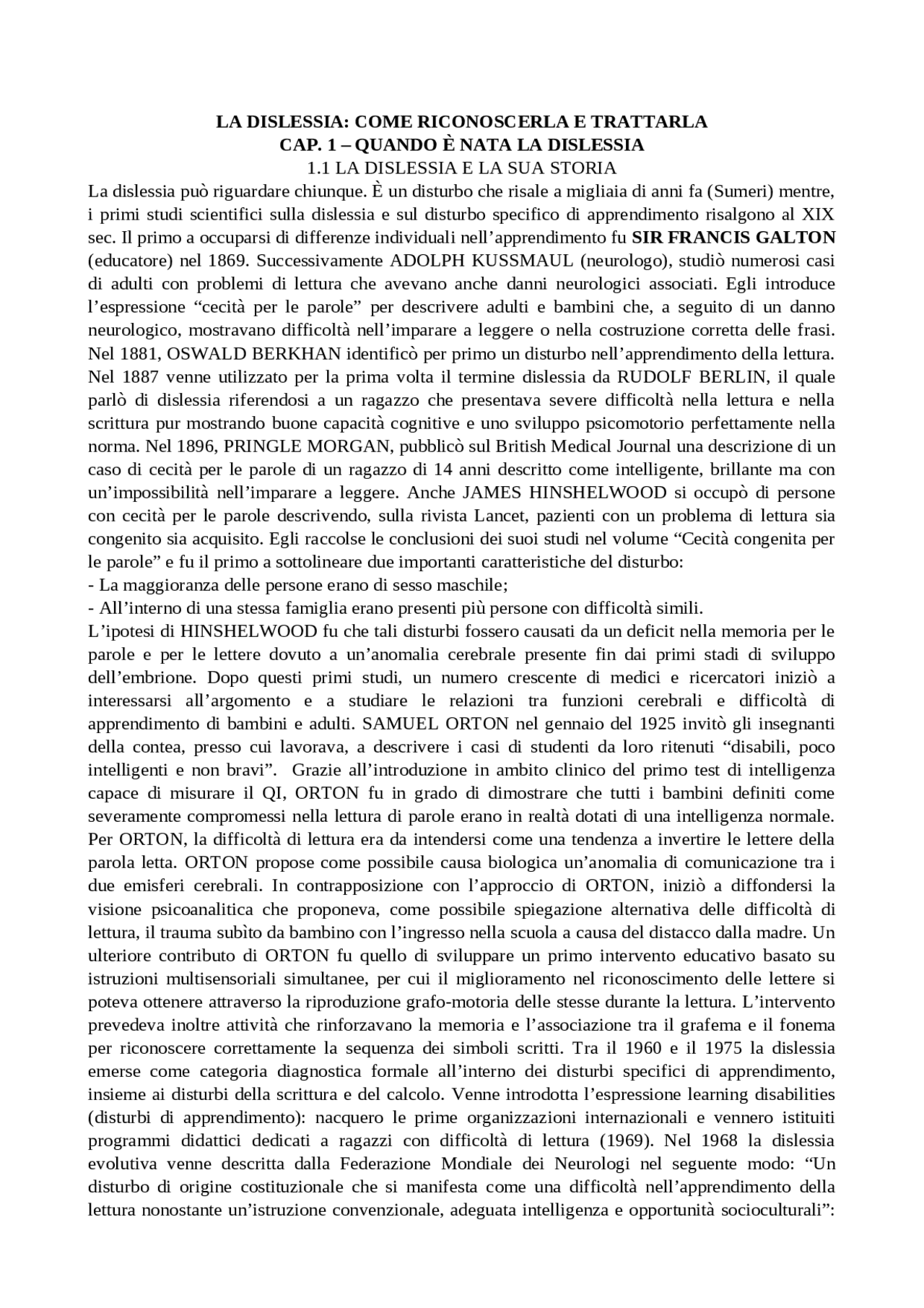 La Dislessia Documento Word Appunti Di Disturbi Dellapprendimento