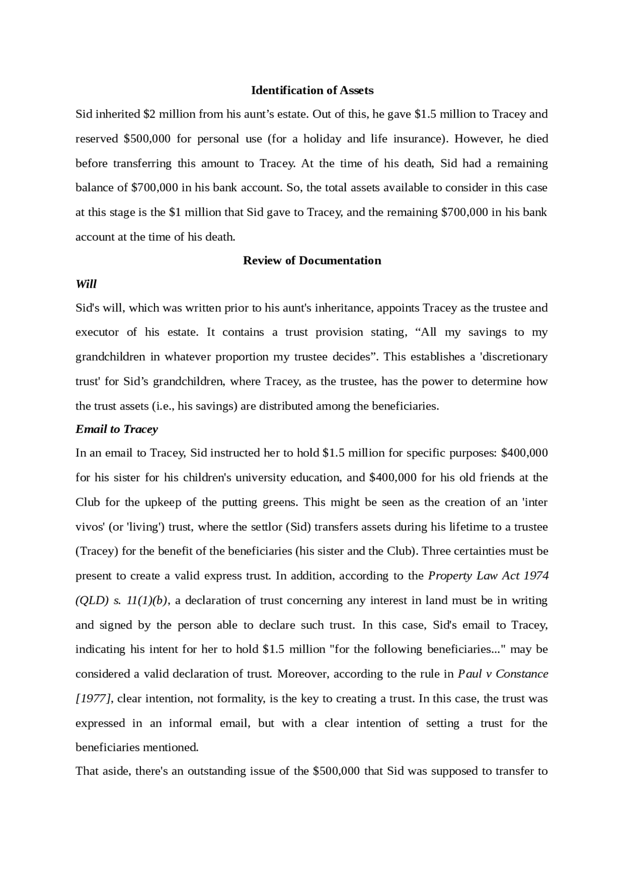 Equity And Trust Exam Exams Finance Docsity