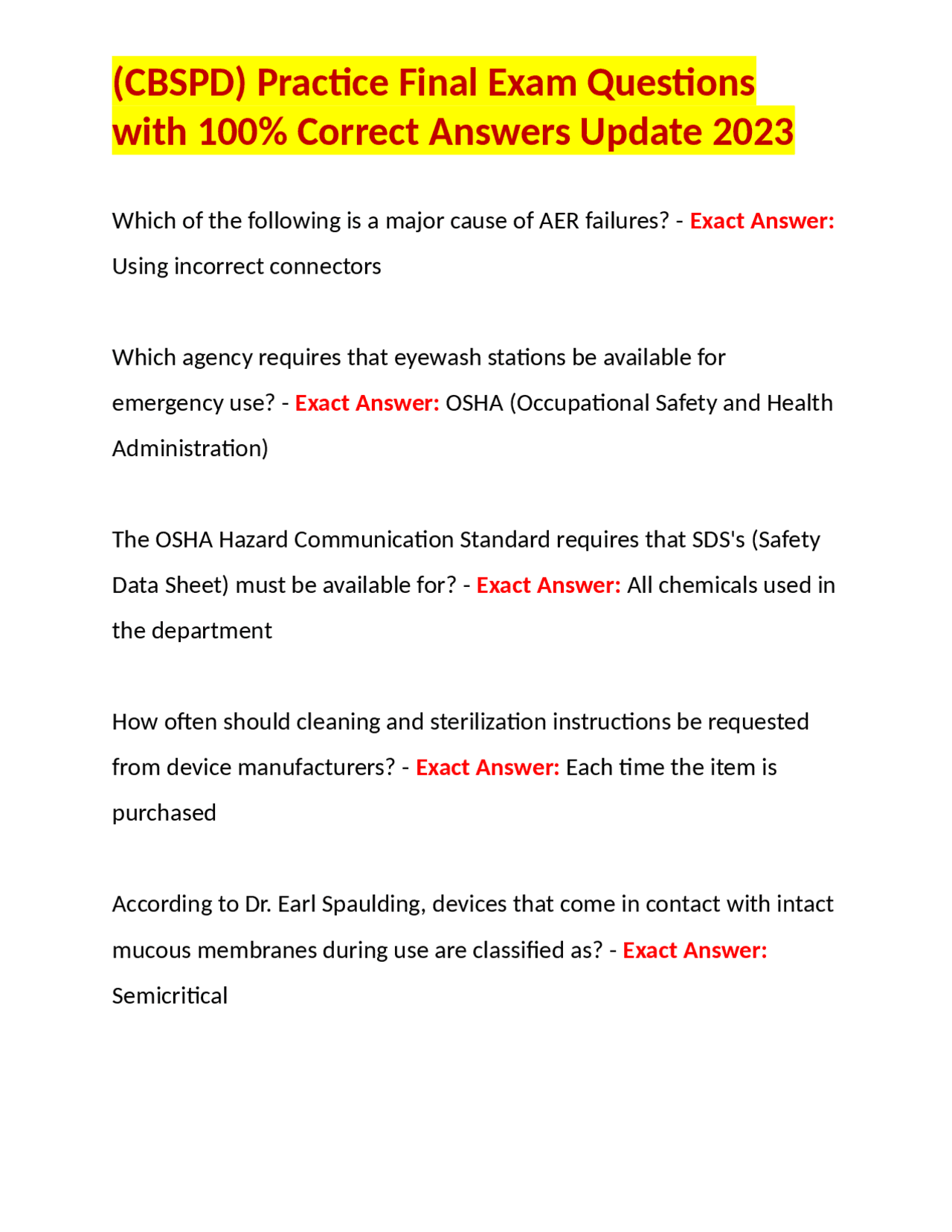 (CBSPD) Practice Final Exam Questions with 100% Correct Answers Update ...