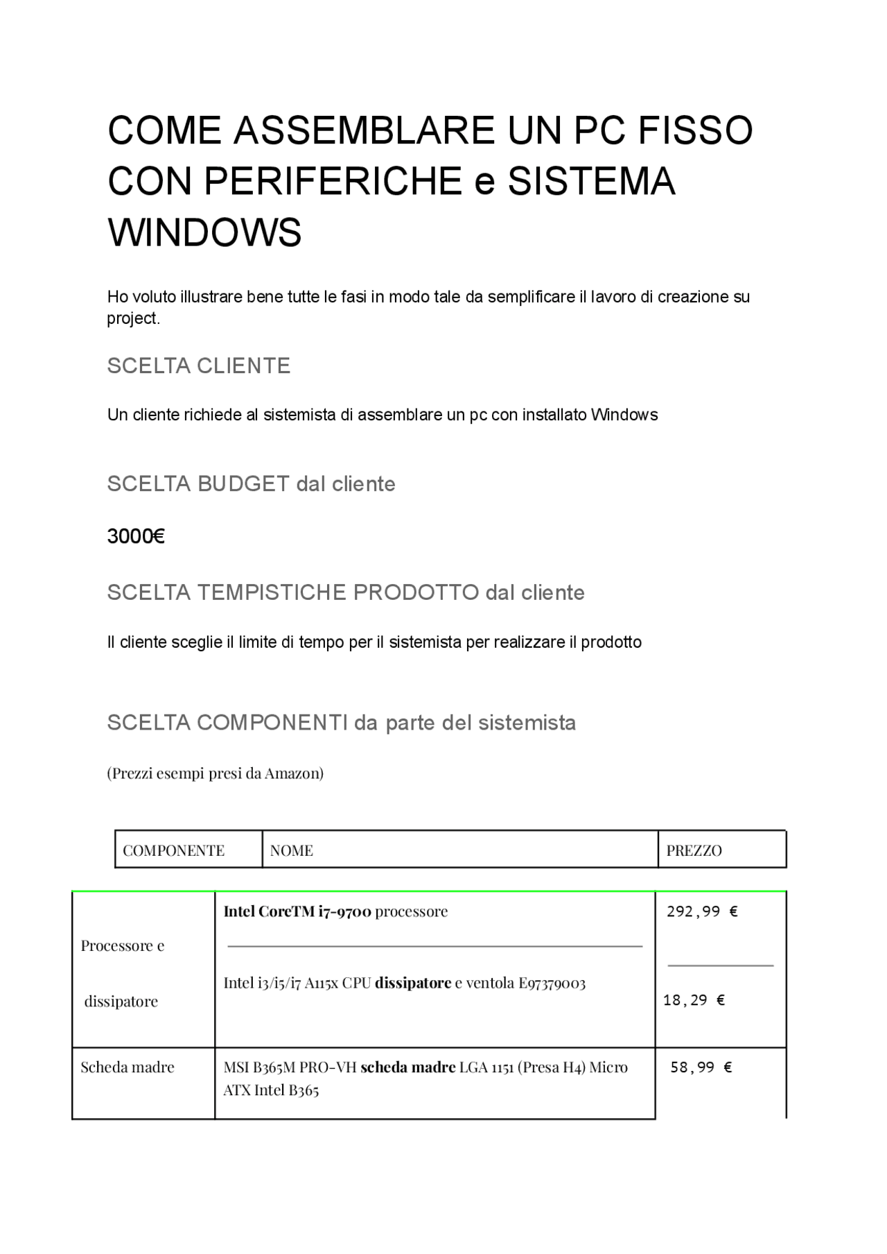 Assemblare un pc fisso con Windows - esercitazione di sistemi e reti | Prove d'esame di Sistemi ...