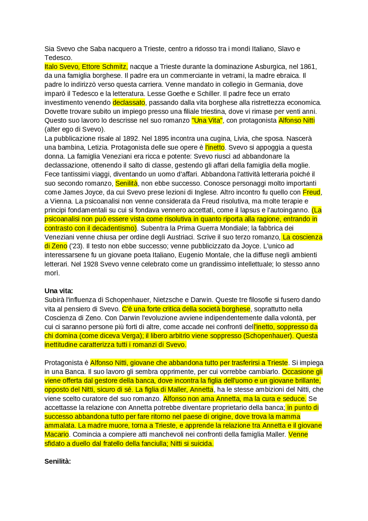 Vita, opere e poetica di Italo Svevo e Luigi Pirandello. | Appunti di Italiano | Docsity