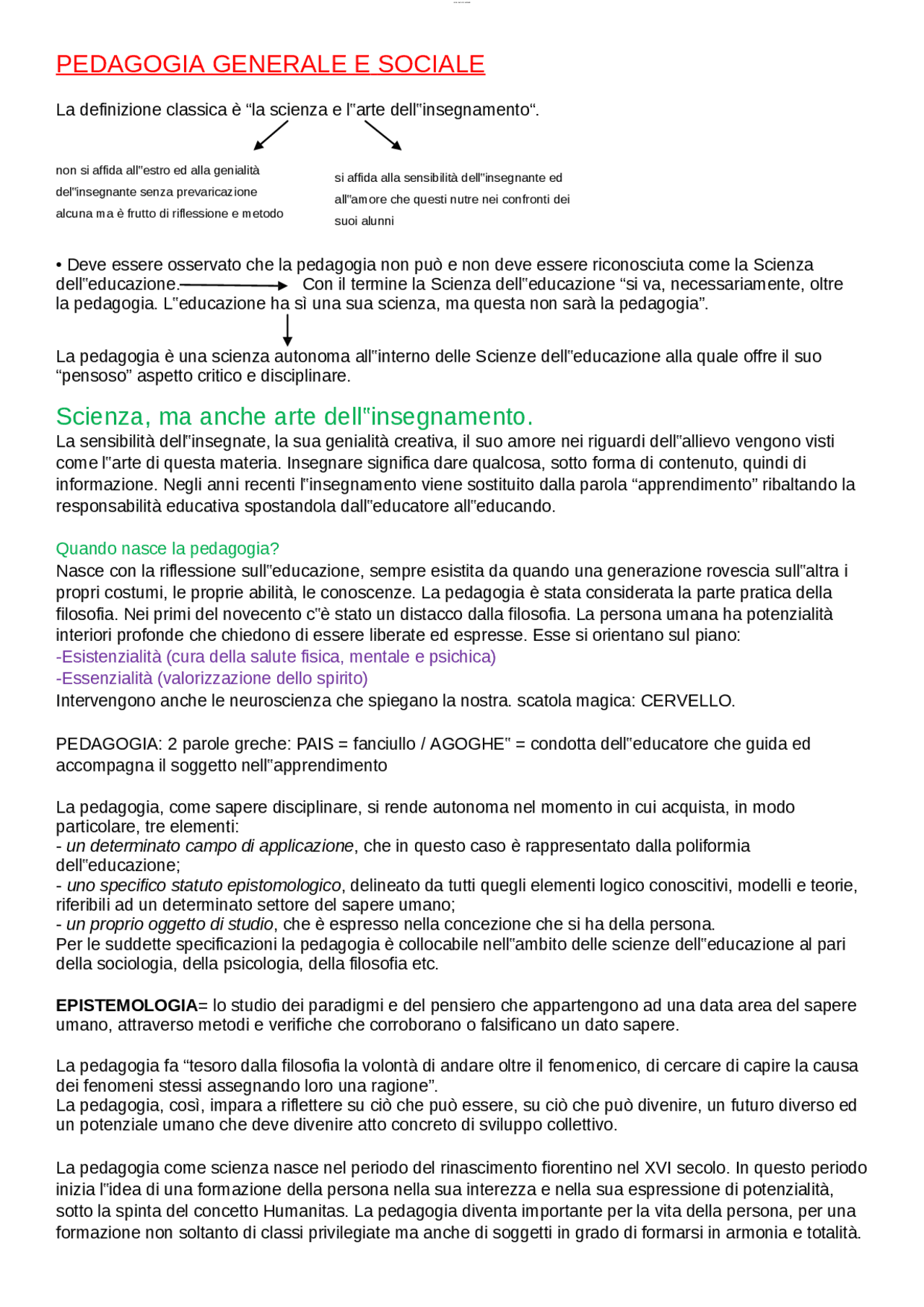 Pedagogia Generale E Sociale Riassunto Completo E Corretto Appunti