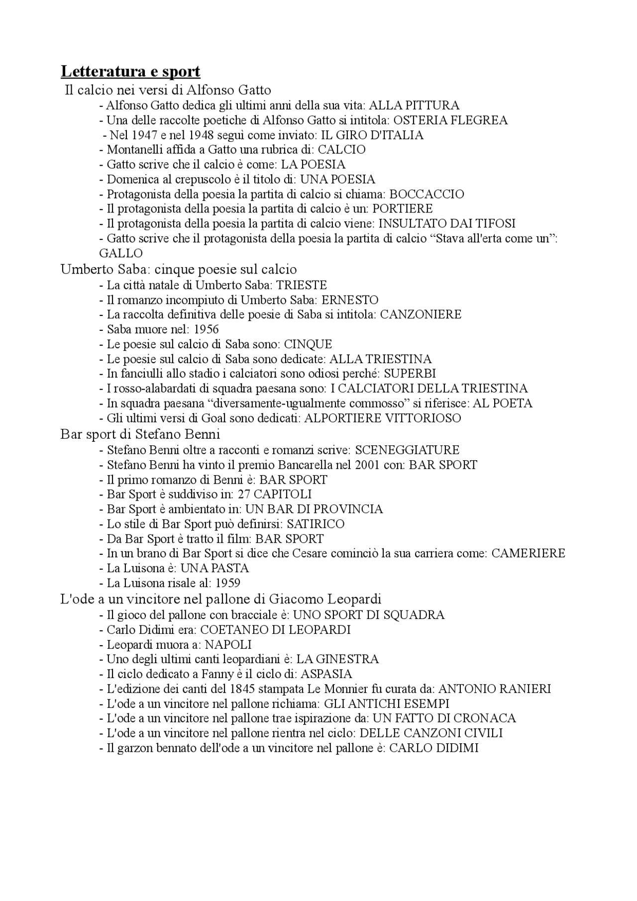 Paniere LETTERATURA E SPORT Lettere, Sapere Umanistico e Formazione L-10 UNIPEGASO | Panieri di ...