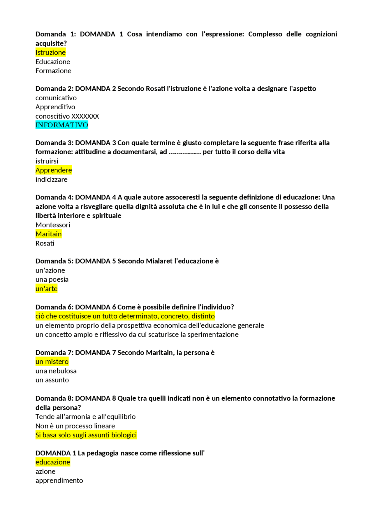 Test Per Un Ripasso Generale Per Affrontare Esami Finali Esercizi Di