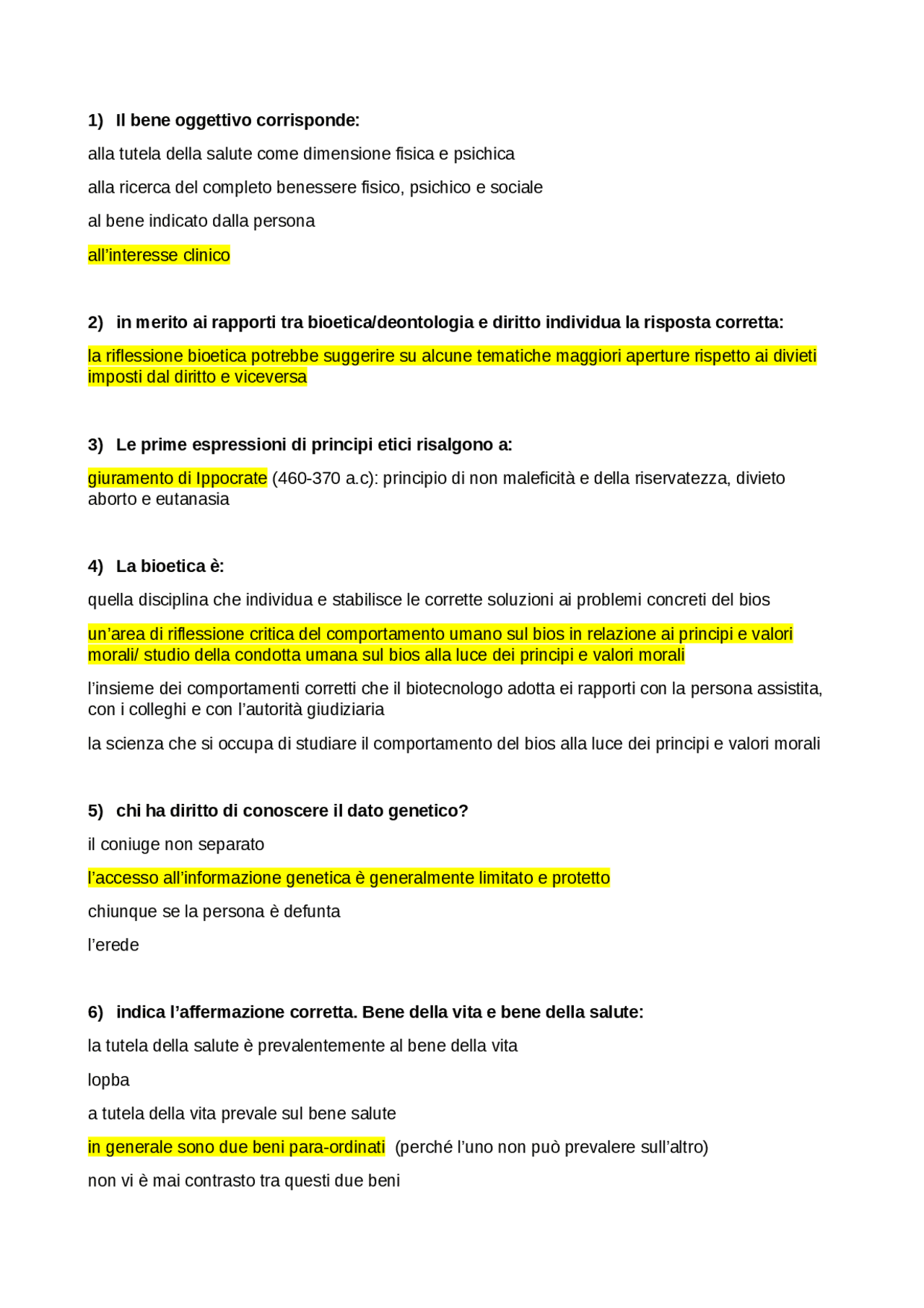 Quiz Con Domande E Risposte Di Bioetica Schemi E Mappe Concettuali Di