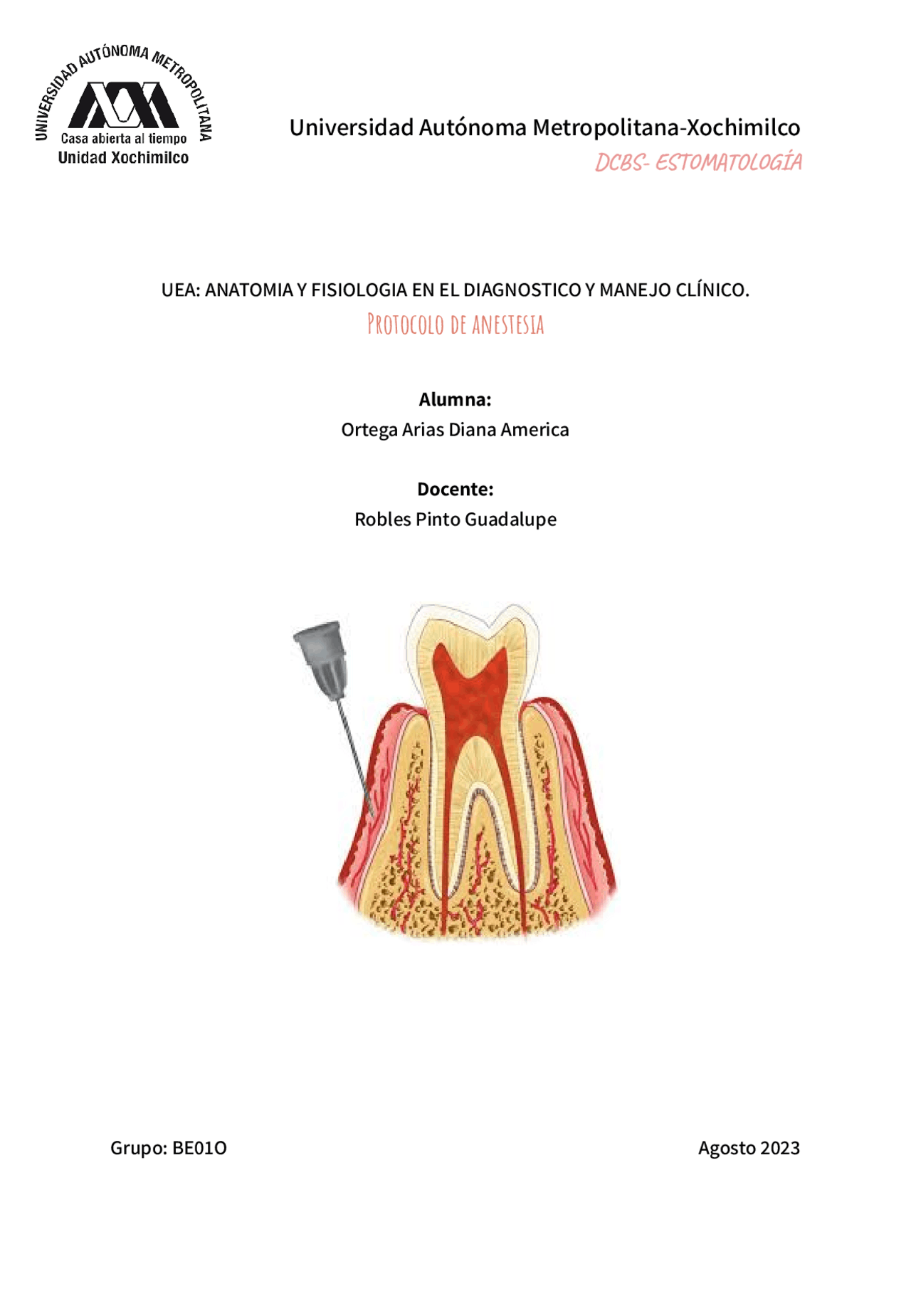 Protocolo De Anestesia Apuntes De Odontología Docsity