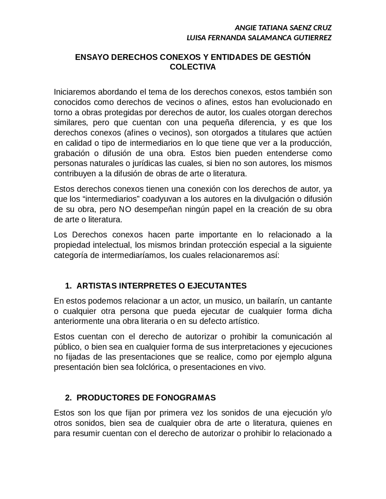 Ensayo Derechos Conexos Monografías Ensayos De Propiedad Intelectual