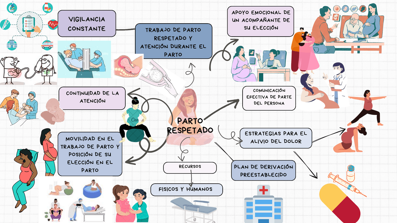 Parto respetuoso segun la oms | Esquemas y mapas conceptuales de Enfermería | Docsity