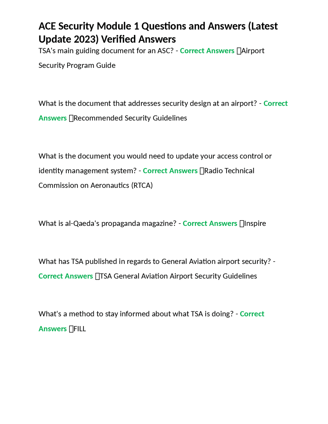 ACE Security Module 1 Questions and Answers (Latest Update 2023 ...