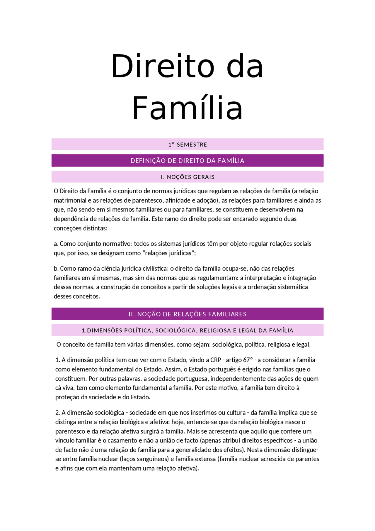 Direito da Família - Casos Práticos | Resumos Direito de Família | Docsity